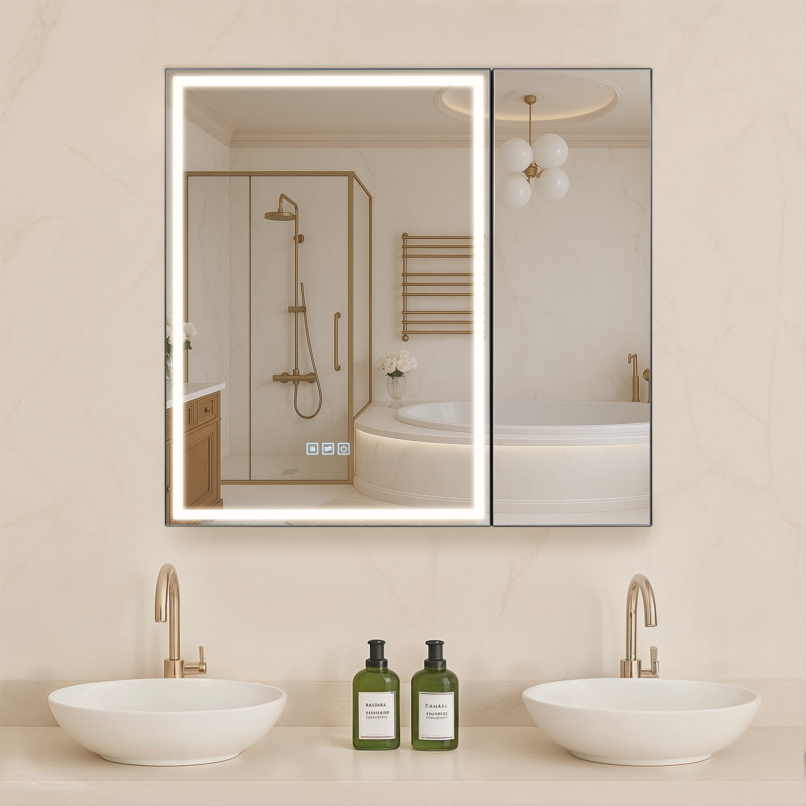 VEVOR Lighted Medicine Cabinet with Mirror, 30 x 28 in Recessed or Wall ...