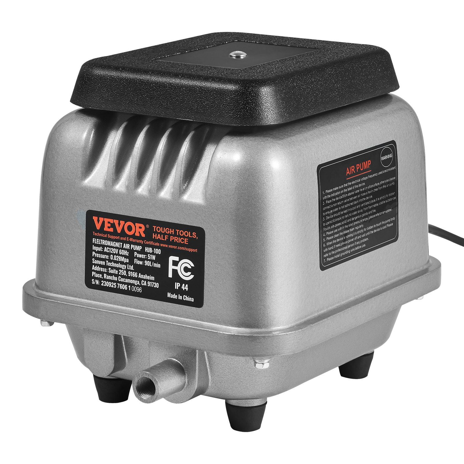 VEVOR Linear Air Pump, 90L/Min Air Flow Septic Aerator Pump, Aeration ...