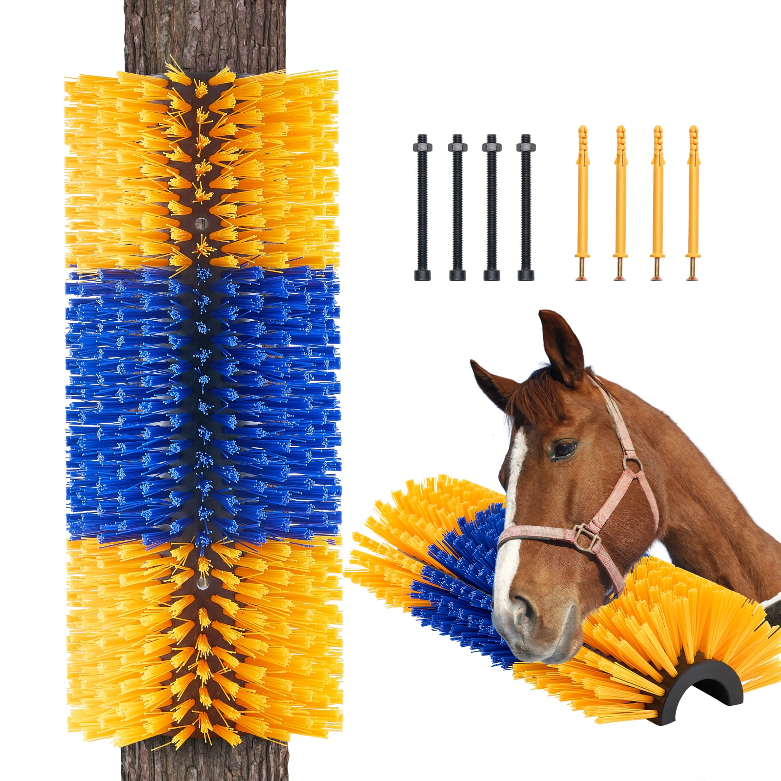 VEVOR Livestock Scratching Brush, Horse Brush with 2 Screws, 17.1 x 7.5 ...