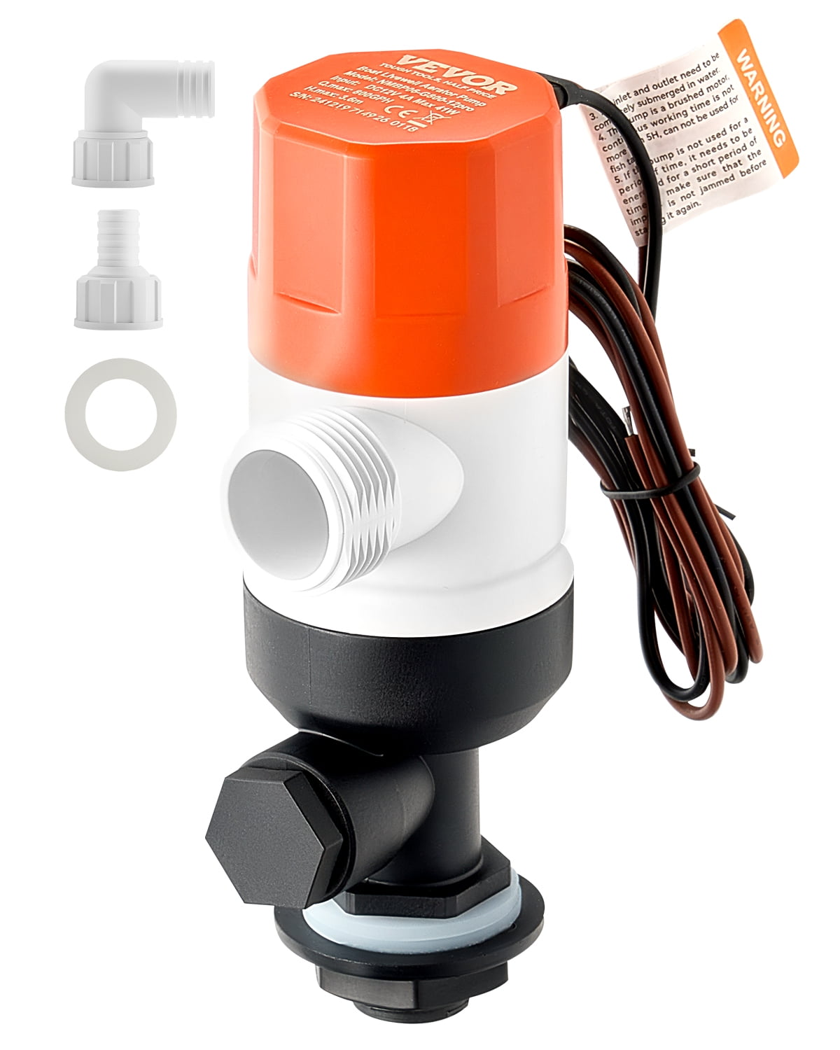 VEVOR Livewell Pump for Boat, 12V 800 GPH Straight Livewell Aerator ...