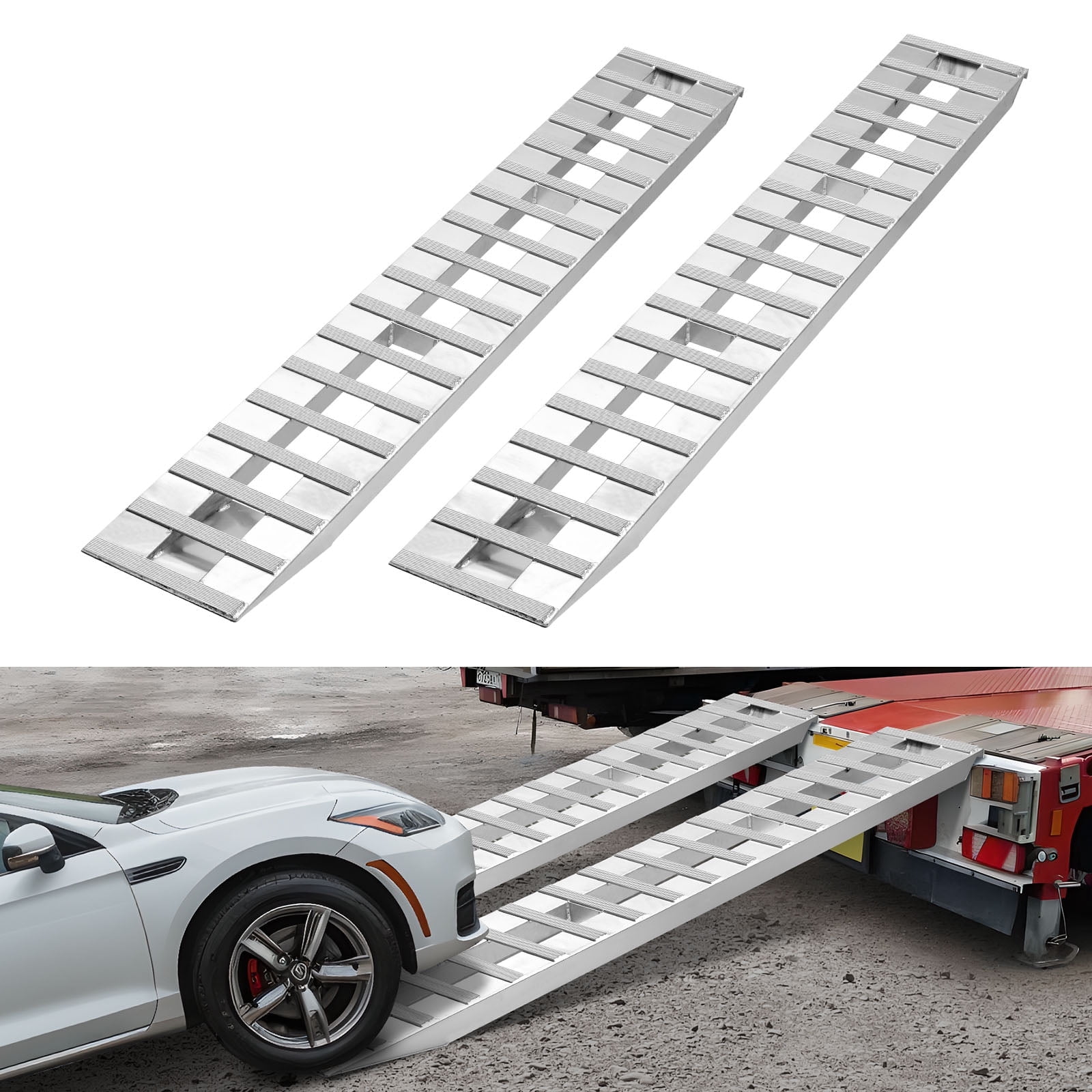 VEVOR Loading Ramps, 2 Pcs 108 x 15 in, Durable Aluminum and Heavy-Duty ...