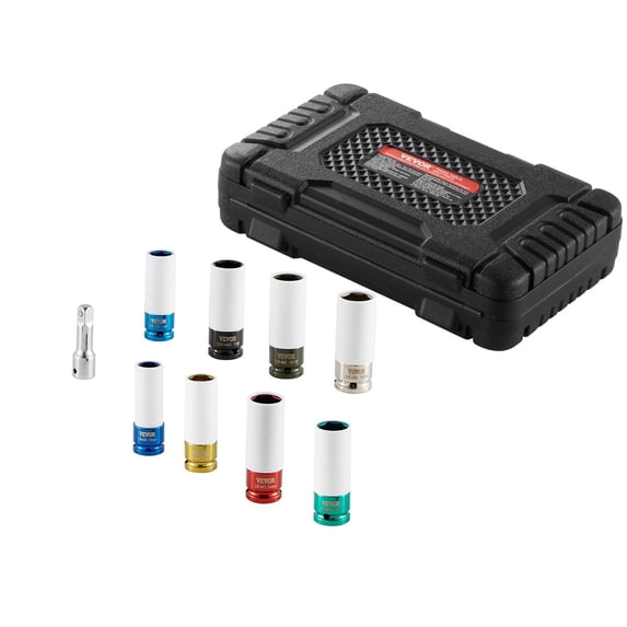 VEVOR Lug Nut Impact Socket Set, 1/2 inch Drive Metric and SAE 6-Point ...