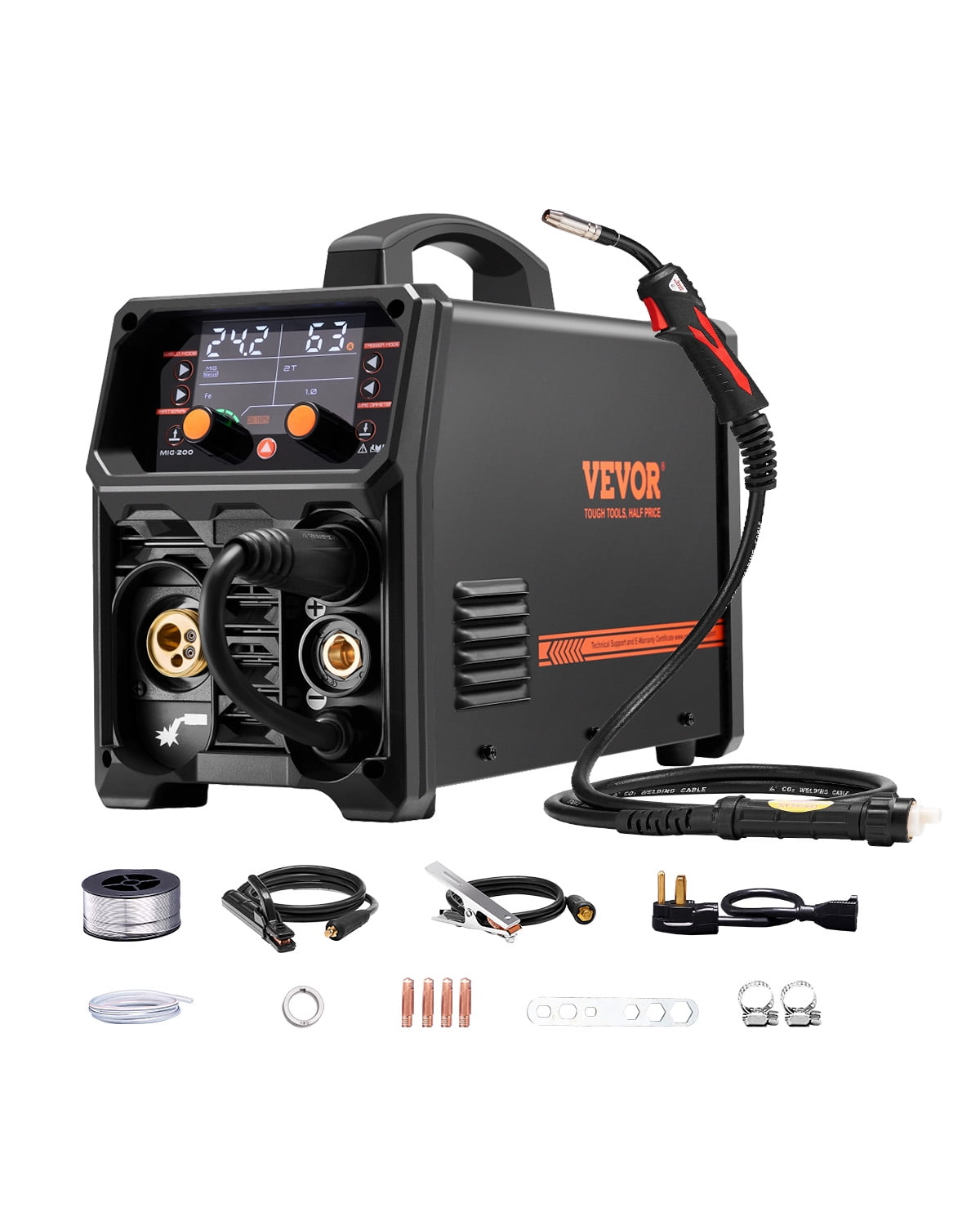 VEVOR MIG Welder,200A Synergic Mig Welding Machine, 4-in-1 Gas MIG/Flux ...
