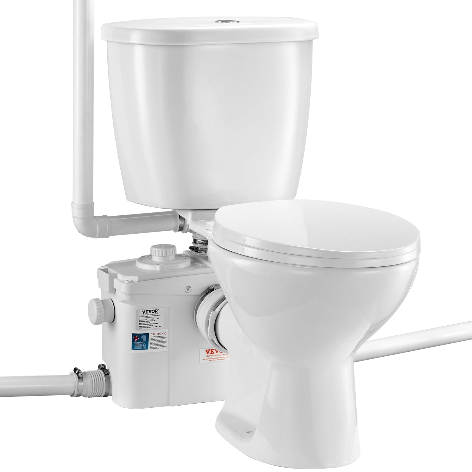 VEVOR Macerating Toilet System with Powerful 800W Macerator Pump, Rear ...