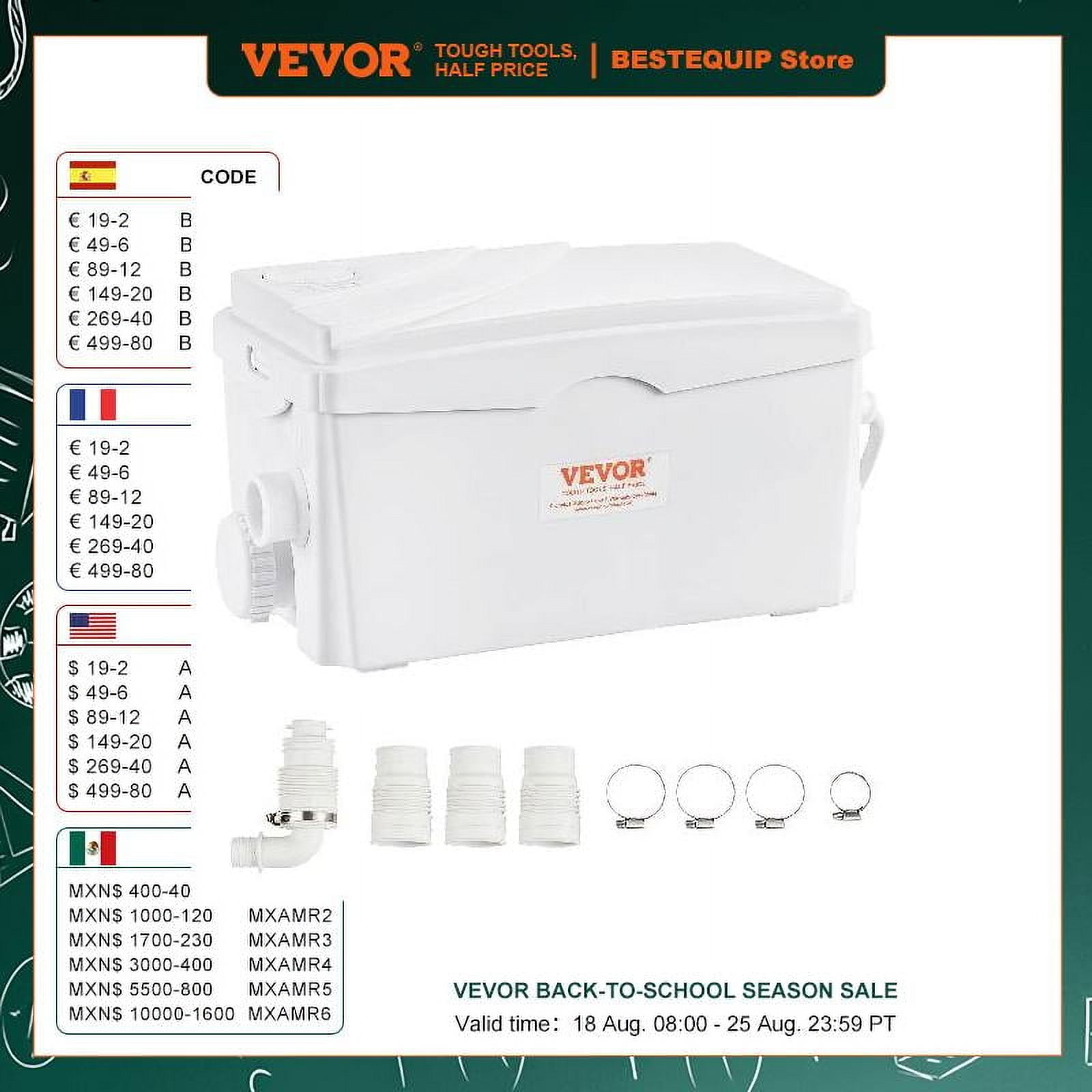 VEVOR Macerator Pump 350W 6000 L/h Flow 23 ft/7 m Head Macerator ...