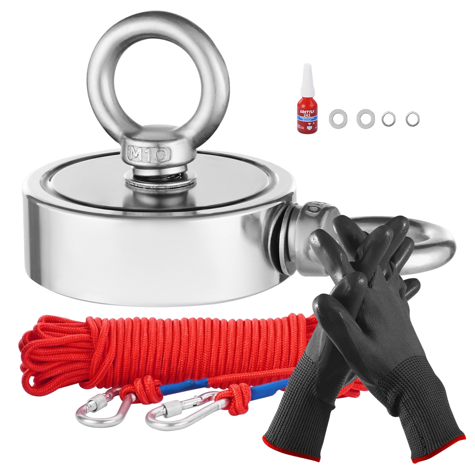 VEVOR Magnet Fishing Kit, 1000 LBS/454 Kg Double-Sided Pulling Force ...