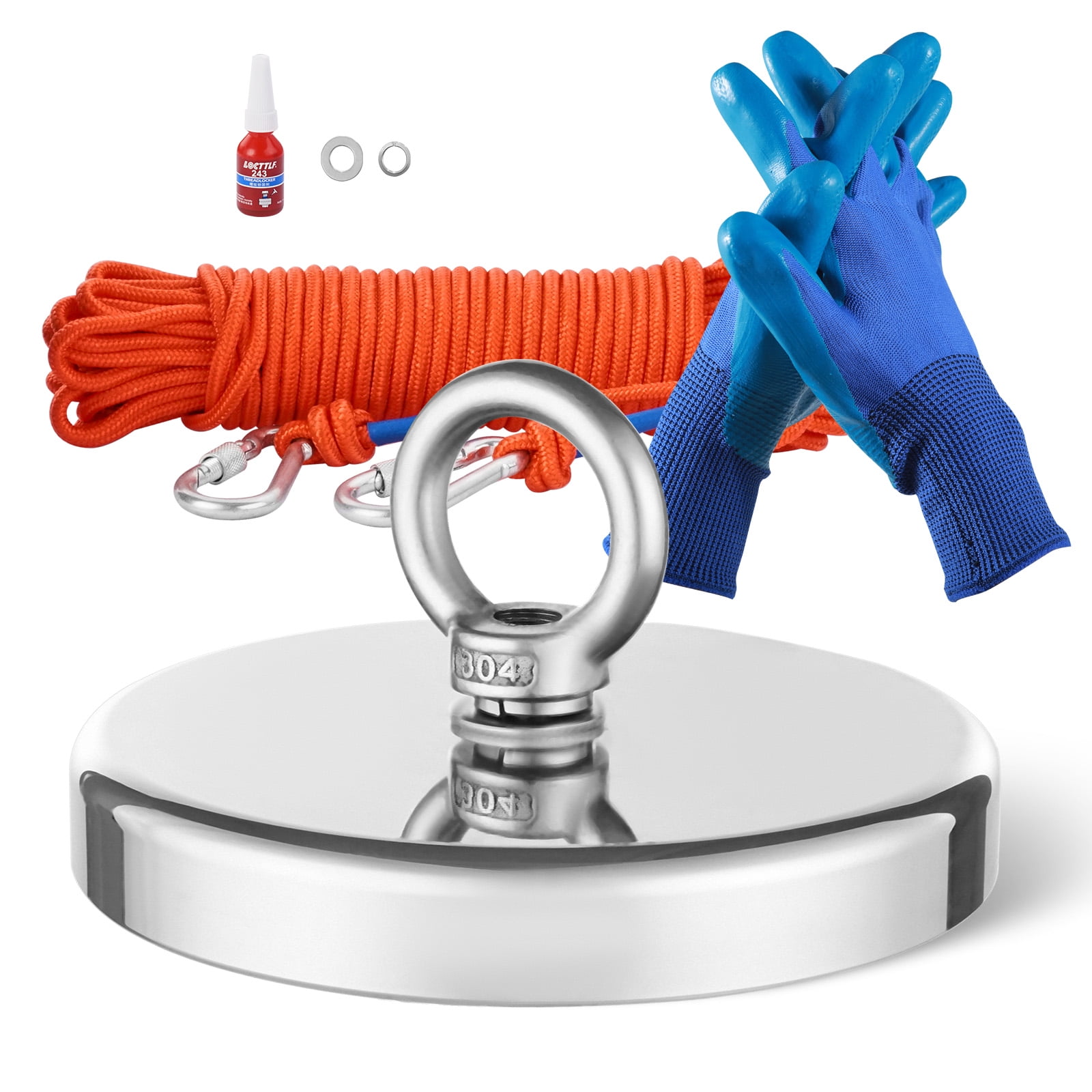 VEVOR Magnet Fishing Kit, 1300 LBS/590 Kg Single-Sided Pulling Force ...