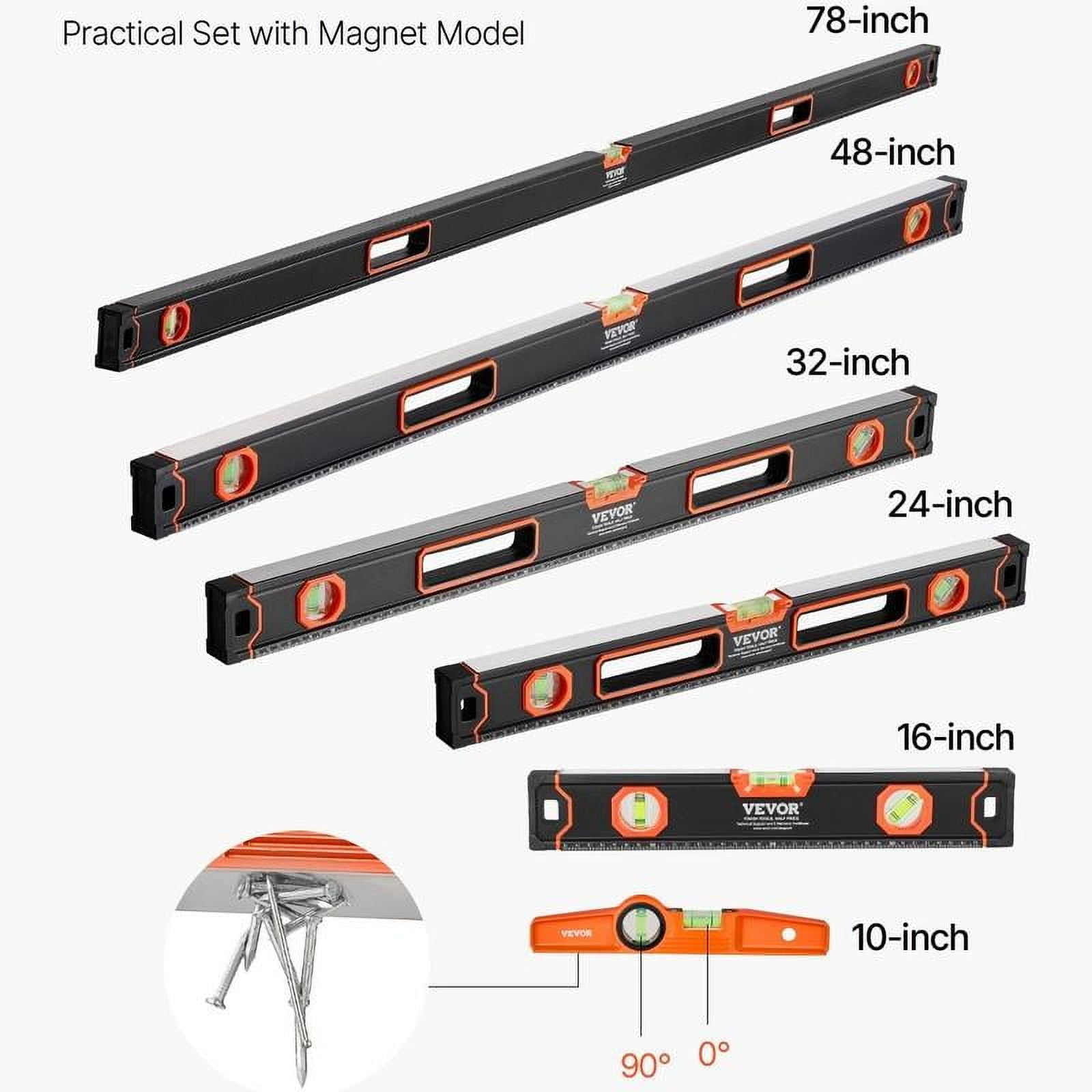 VEVOR Magnetic Torpedo Level Set - 6 Aluminum Alloy Levels (10"-78") w ...