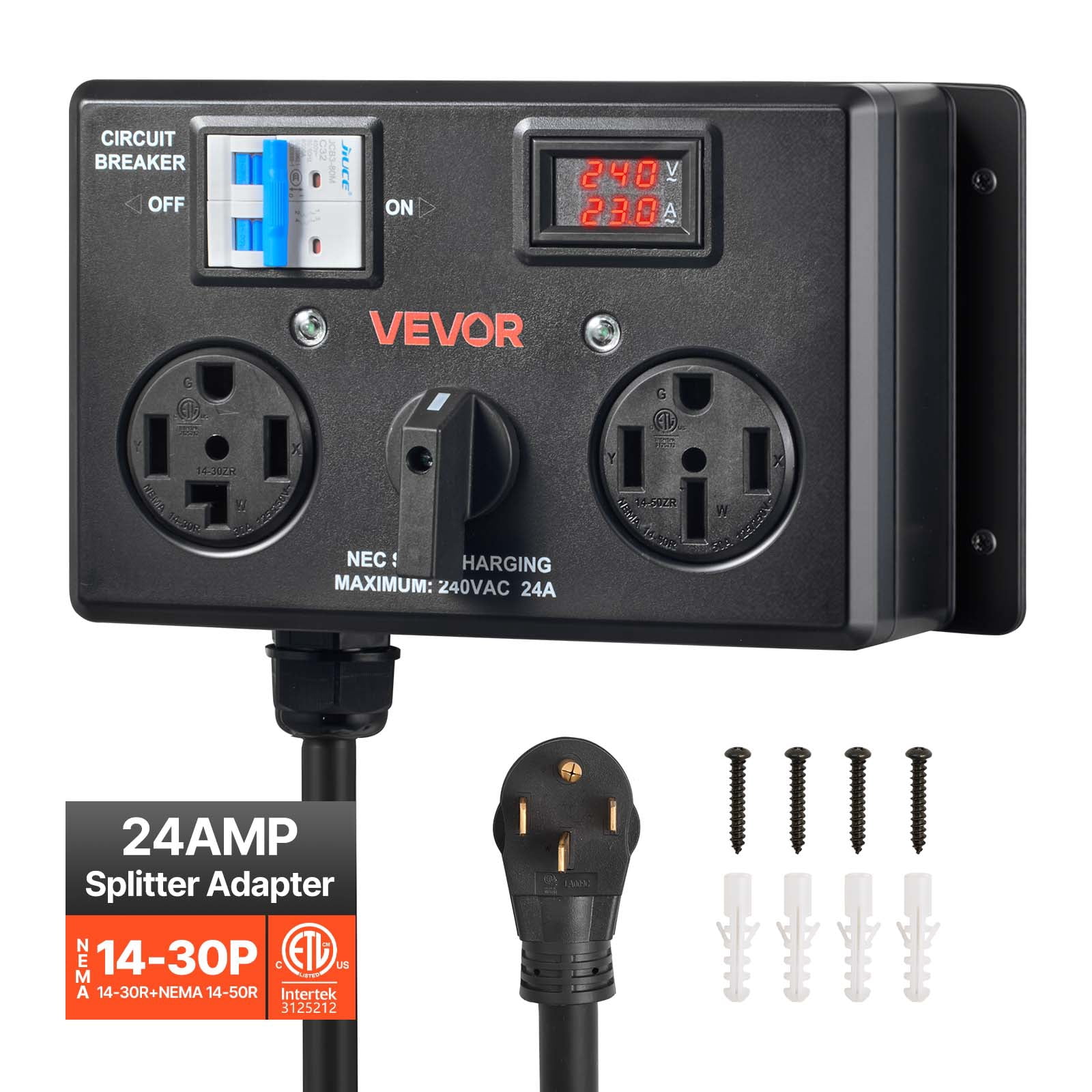 VEVOR Manual EV Charging Switch, NEMA 14-30P to 14-30R & 14-50R ...