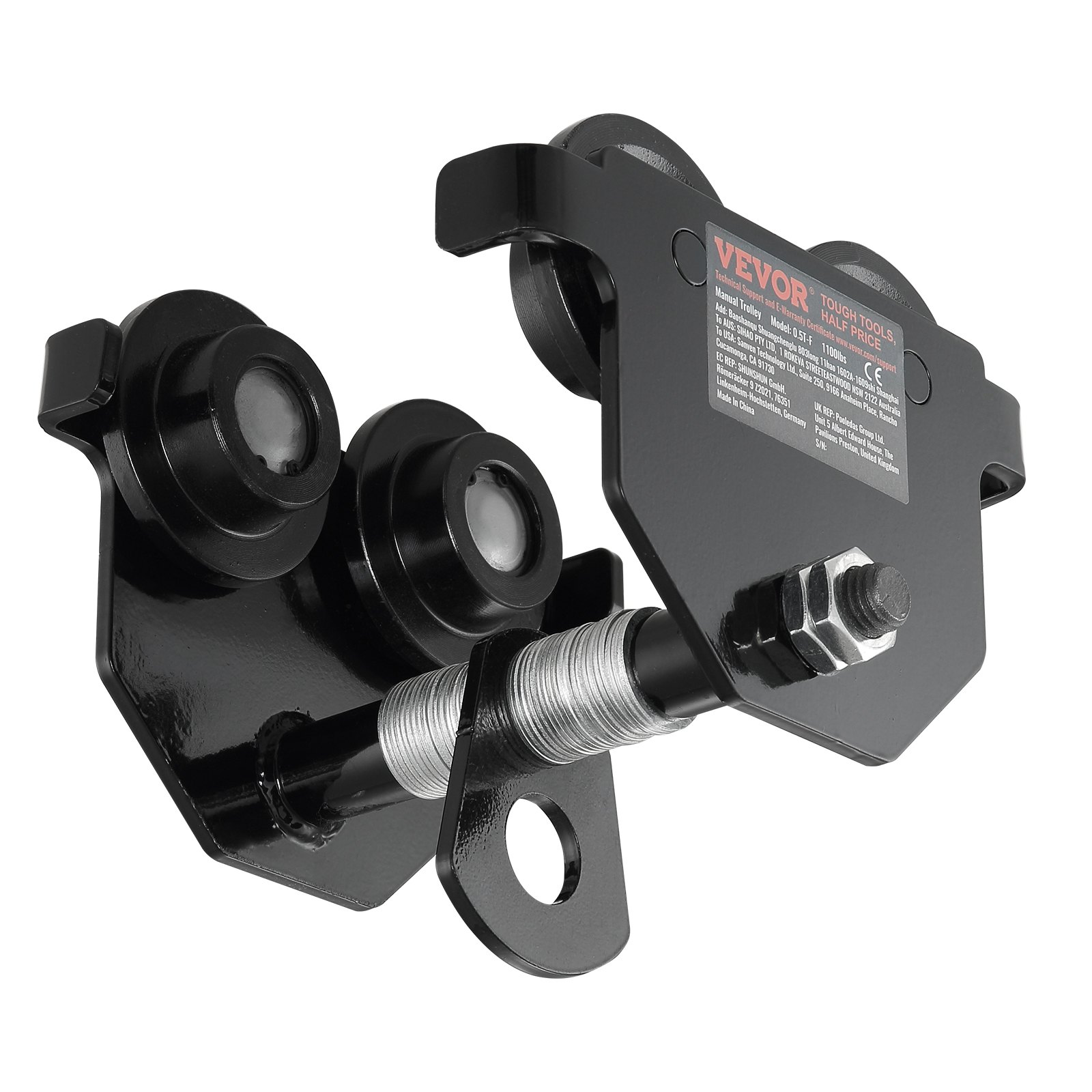 VEVOR Manual Push Beam Trolley, 1100lbs Capacity, 1/2 Ton, Adjustable 2 ...