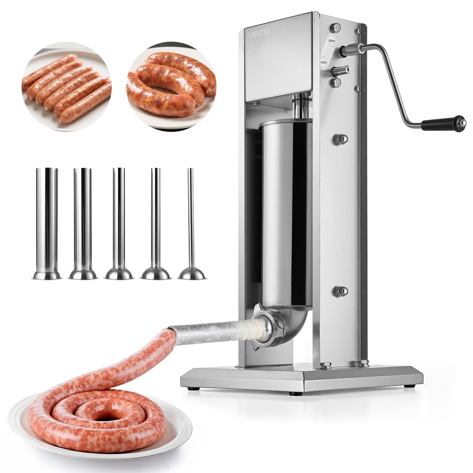 VEVOR Manual Sausage Stuffer, 11 LBS / 5 L Vertical Meat Stuffer, Dual ...