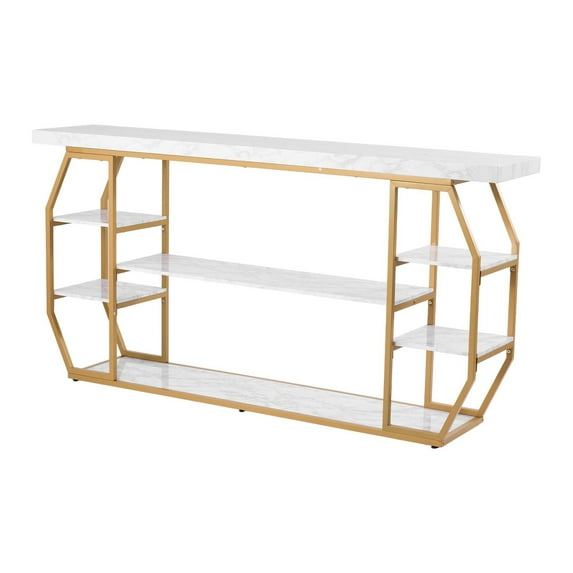 VEVOR Marble Console Table, 3 Tiers Modern Console Table for Open ...