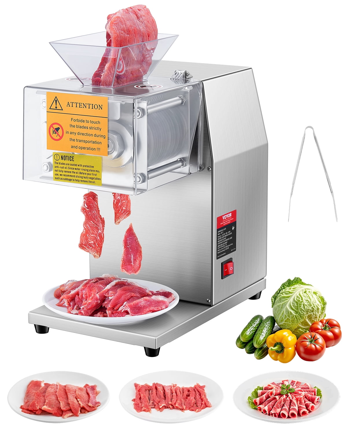 VEVOR Meat Cutter Machine, 850W Meat Slicer, 551 lb/h Commercial Meat ...