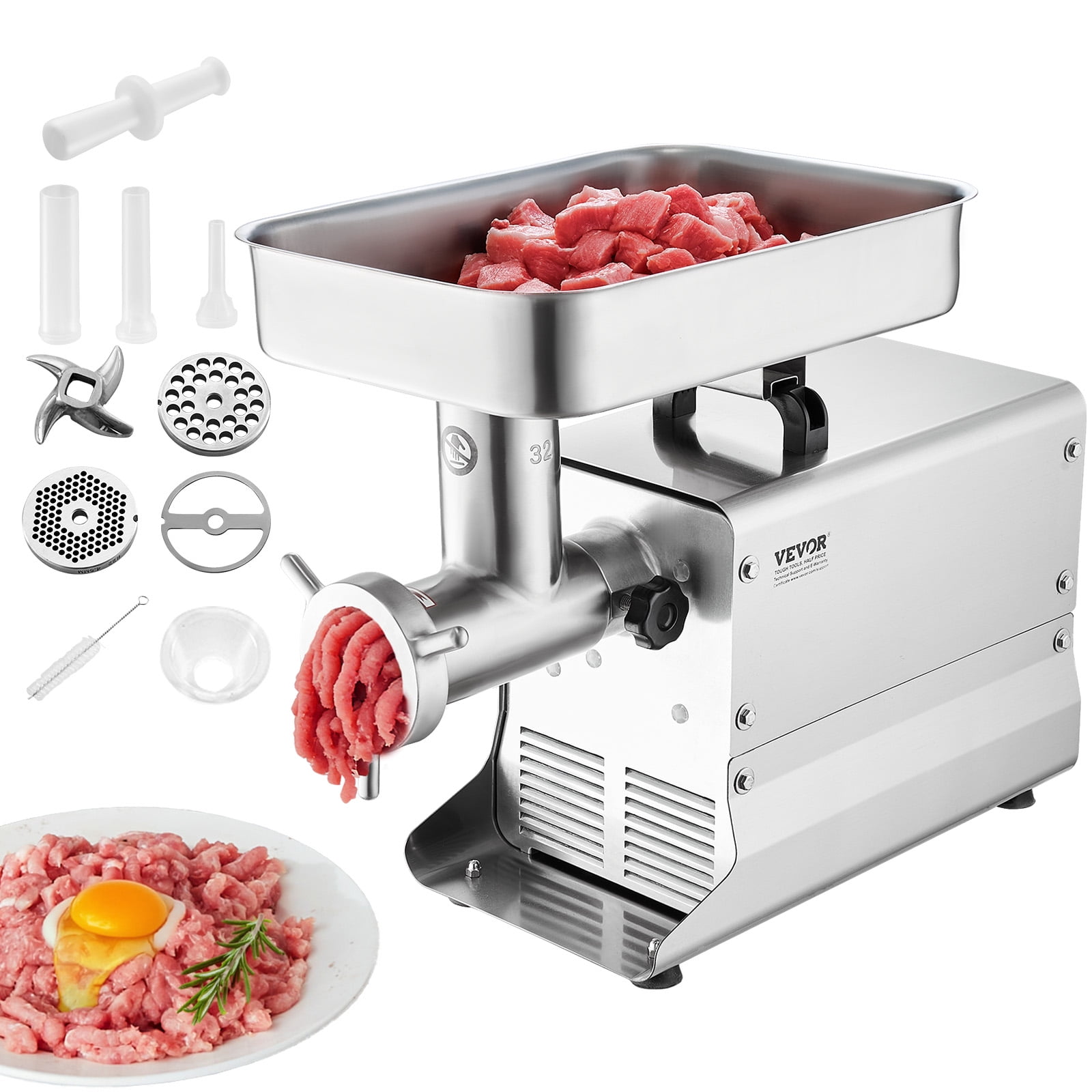 VEVOR Meat Grinder, 21 Lbs/Min Capacity Electric Meat Grinders with Blade, Grinding Plate ...