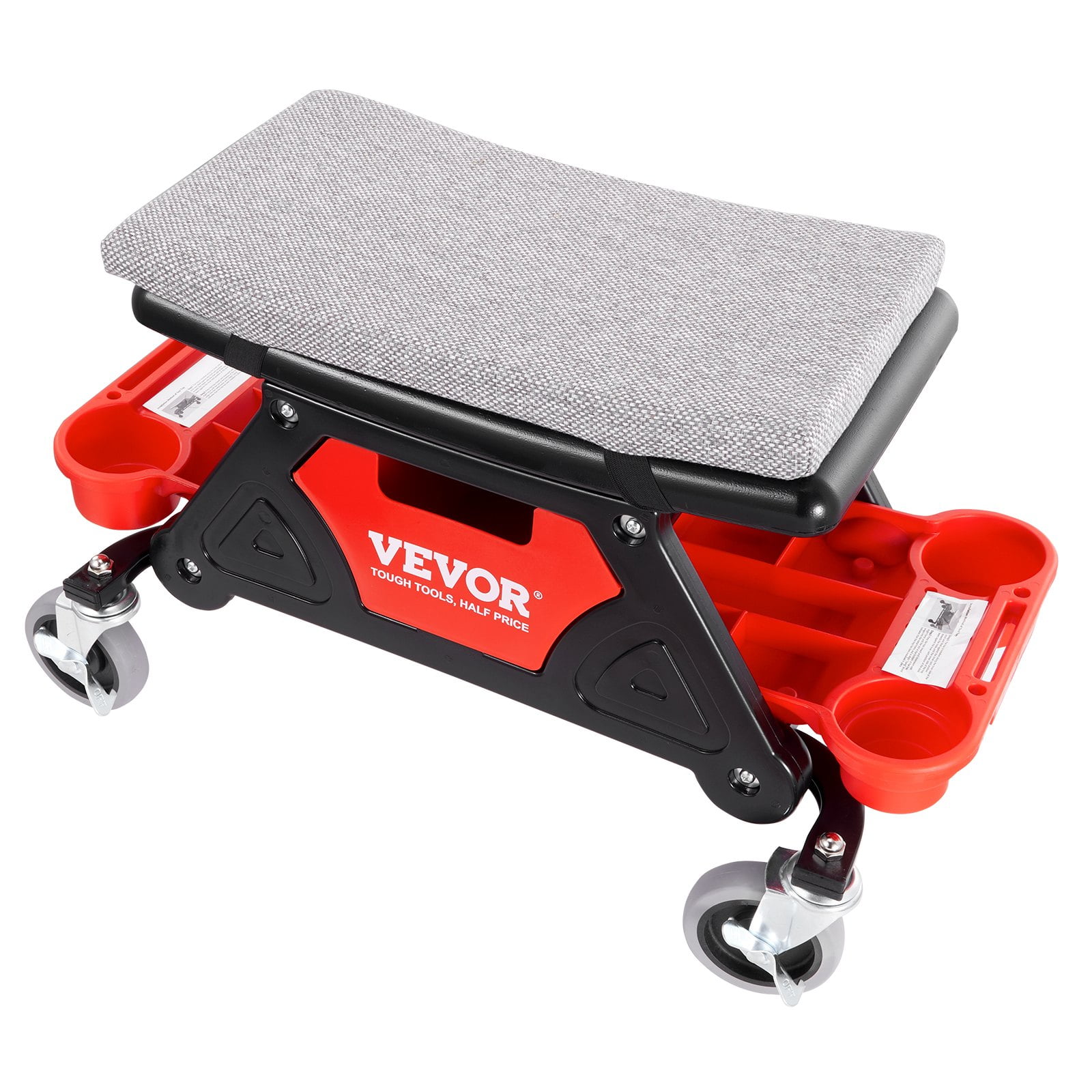 VEVOR Mechanics Stool, 300 lbs Capacity Rolling Creeper Seat with 4 ...