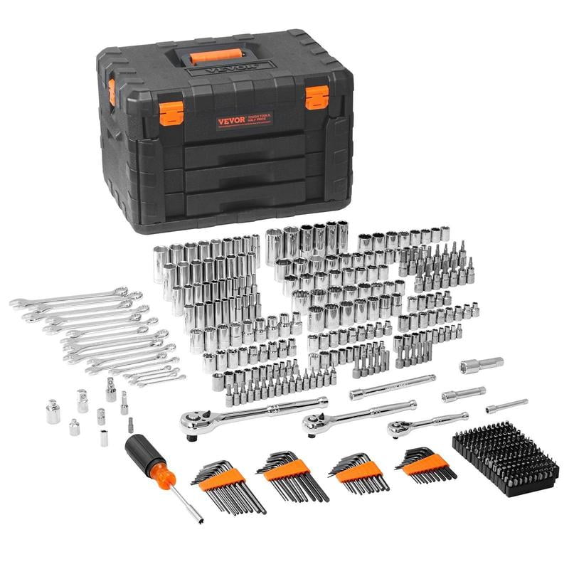 VEVOR Mechanics Tool Set - 1/4", 3/8", 1/2" Drive SAE/Metric Sockets ...