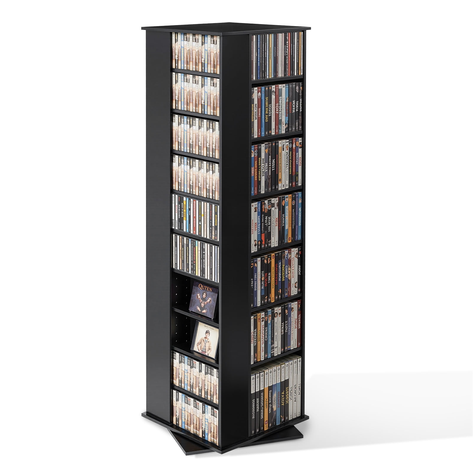 VEVOR Media Storage Cabinet, CD Rack Tower, 34 Compartments Rotating ...