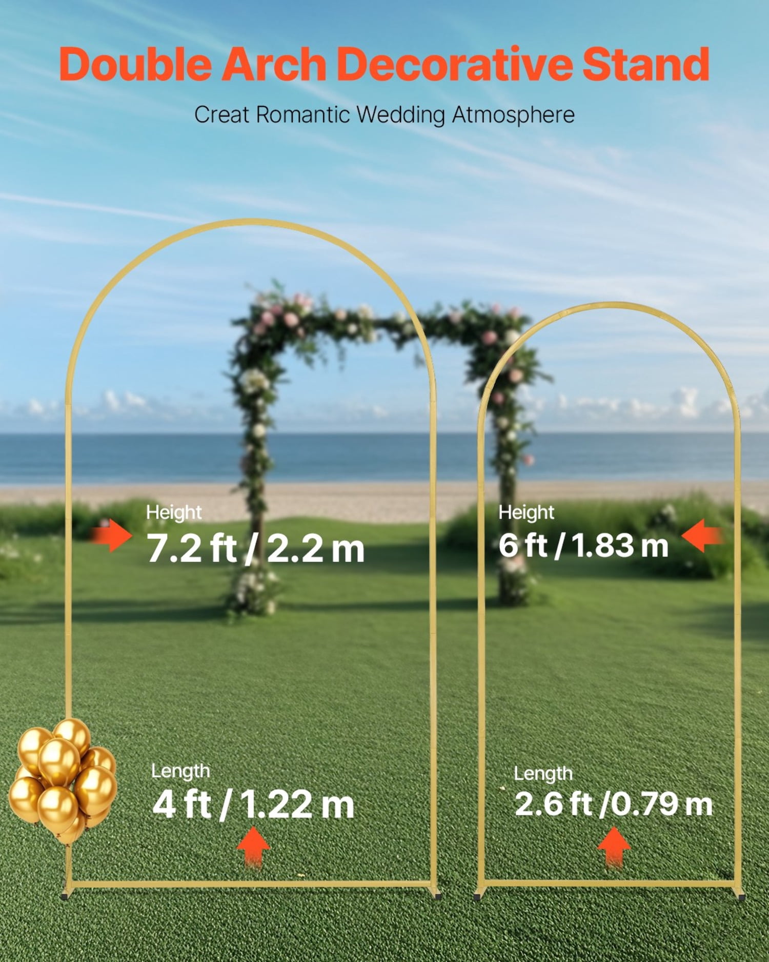 VEVOR Metal Arch Backdrop Stand Set of 2 Stand with Case Connection for ...