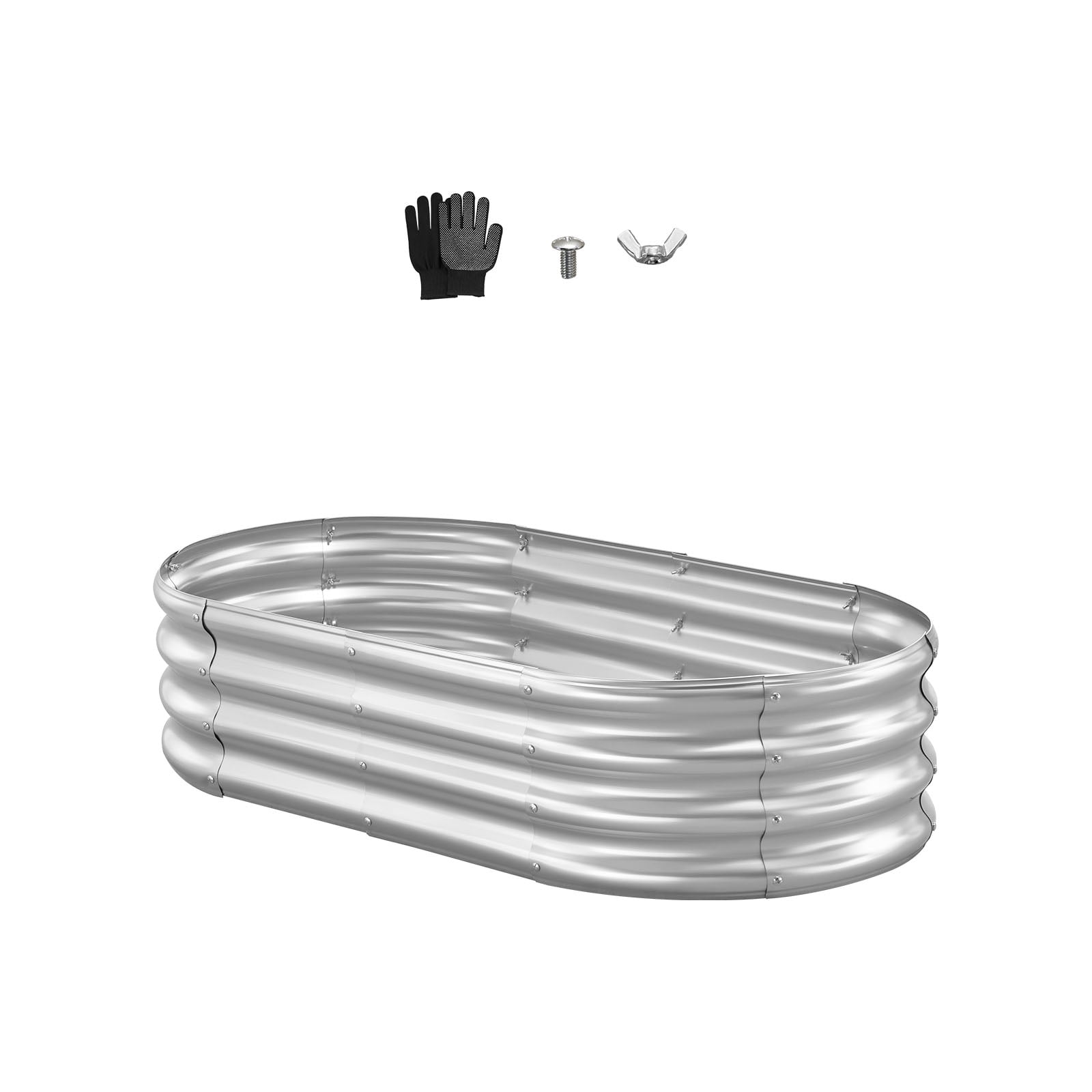 VEVOR Metal Raised Garden Bed, 4 x 2 x 1 ft Oval Outdoor Galvanized ...