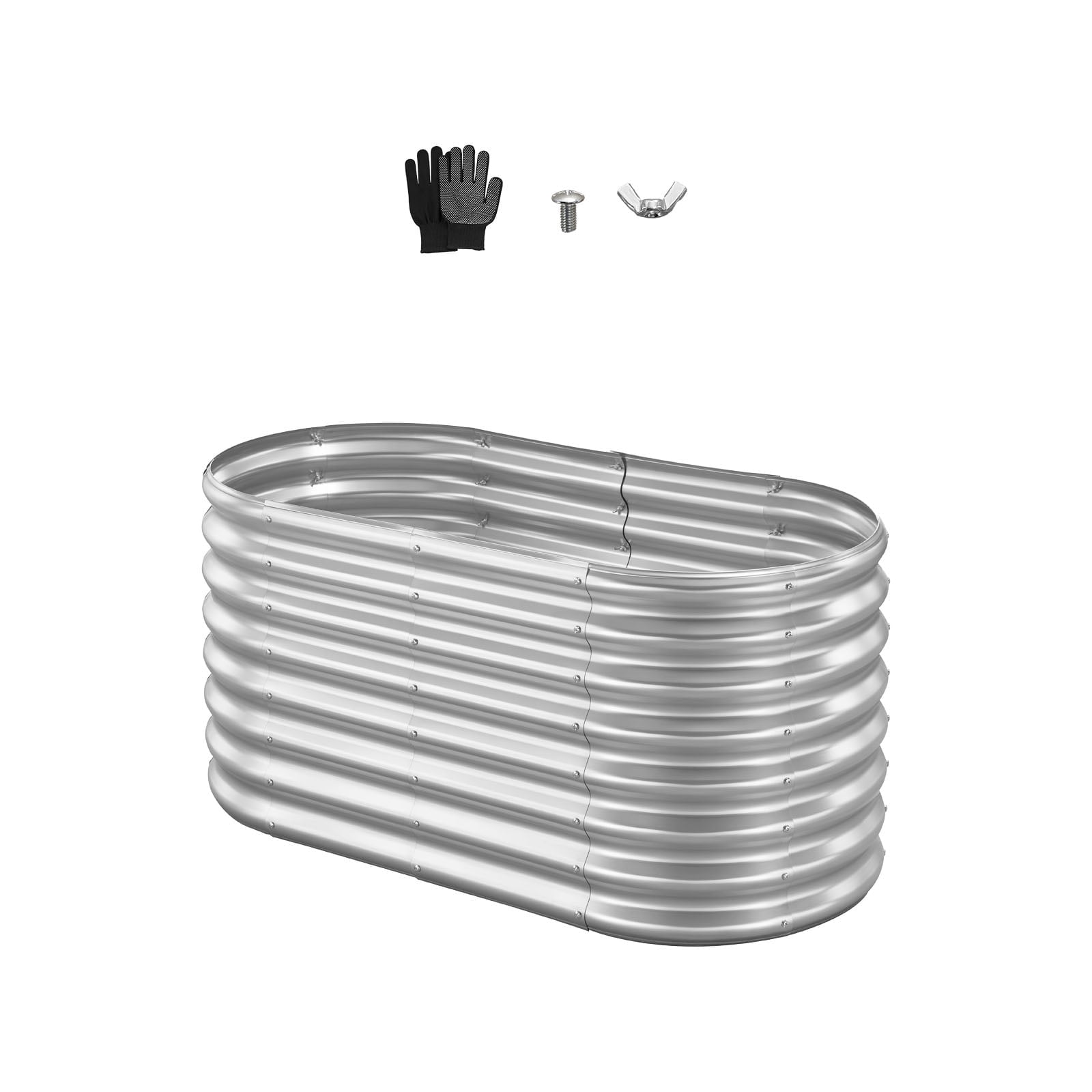VEVOR Metal Raised Garden Bed, 4 x 2 x 2 ft Oval Outdoor Galvanized ...