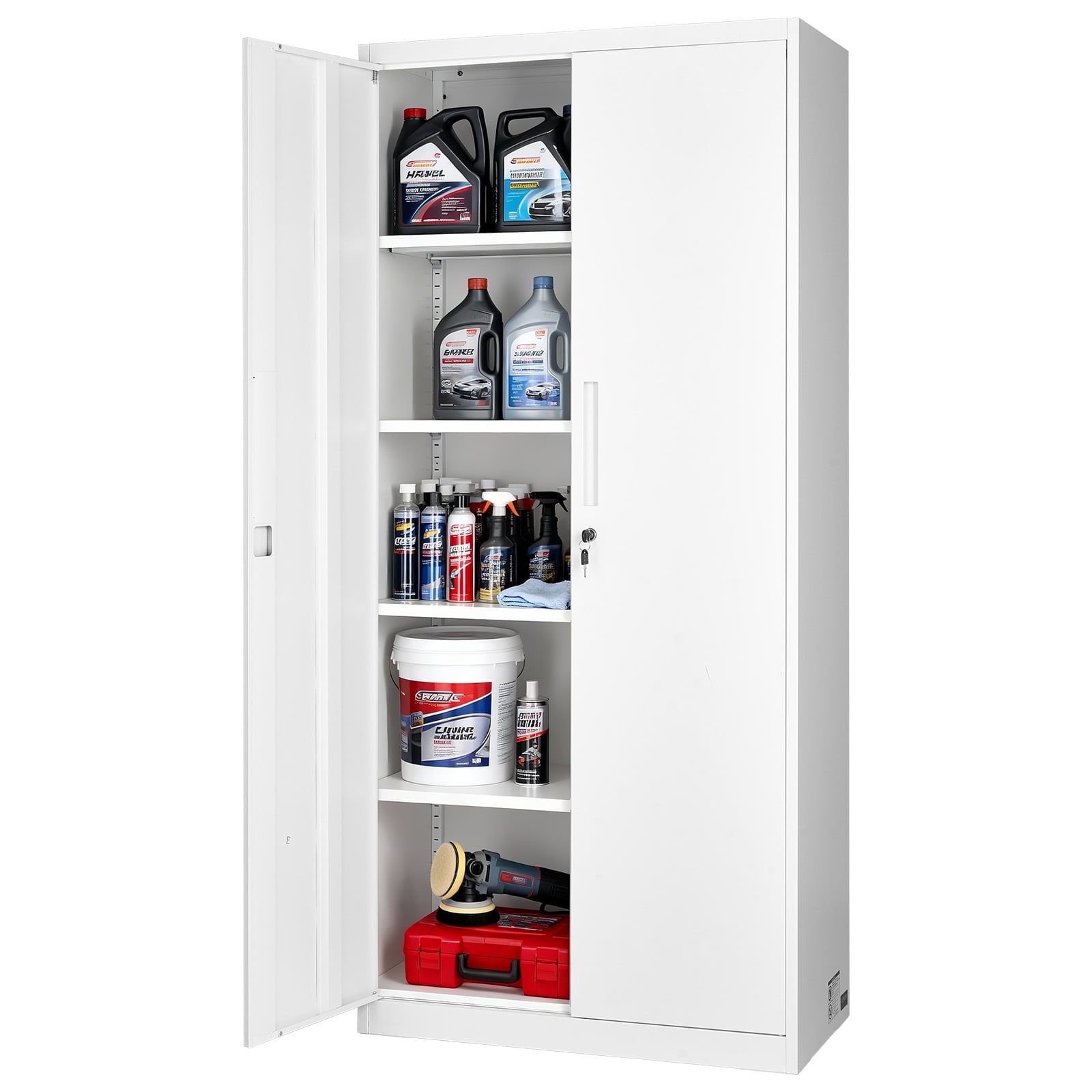 VEVOR Metal Storage Cabinet, 68.9 in Lockable Steel Garage Cabinet with ...