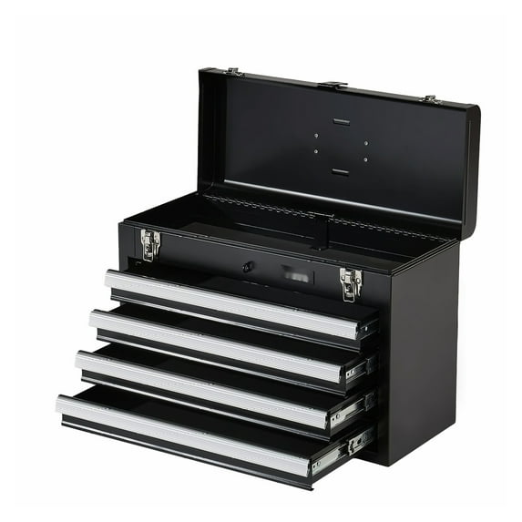 Metal Tool Box, 20.5-inch, Portable Metal Tool Box with 4 Drawers ...