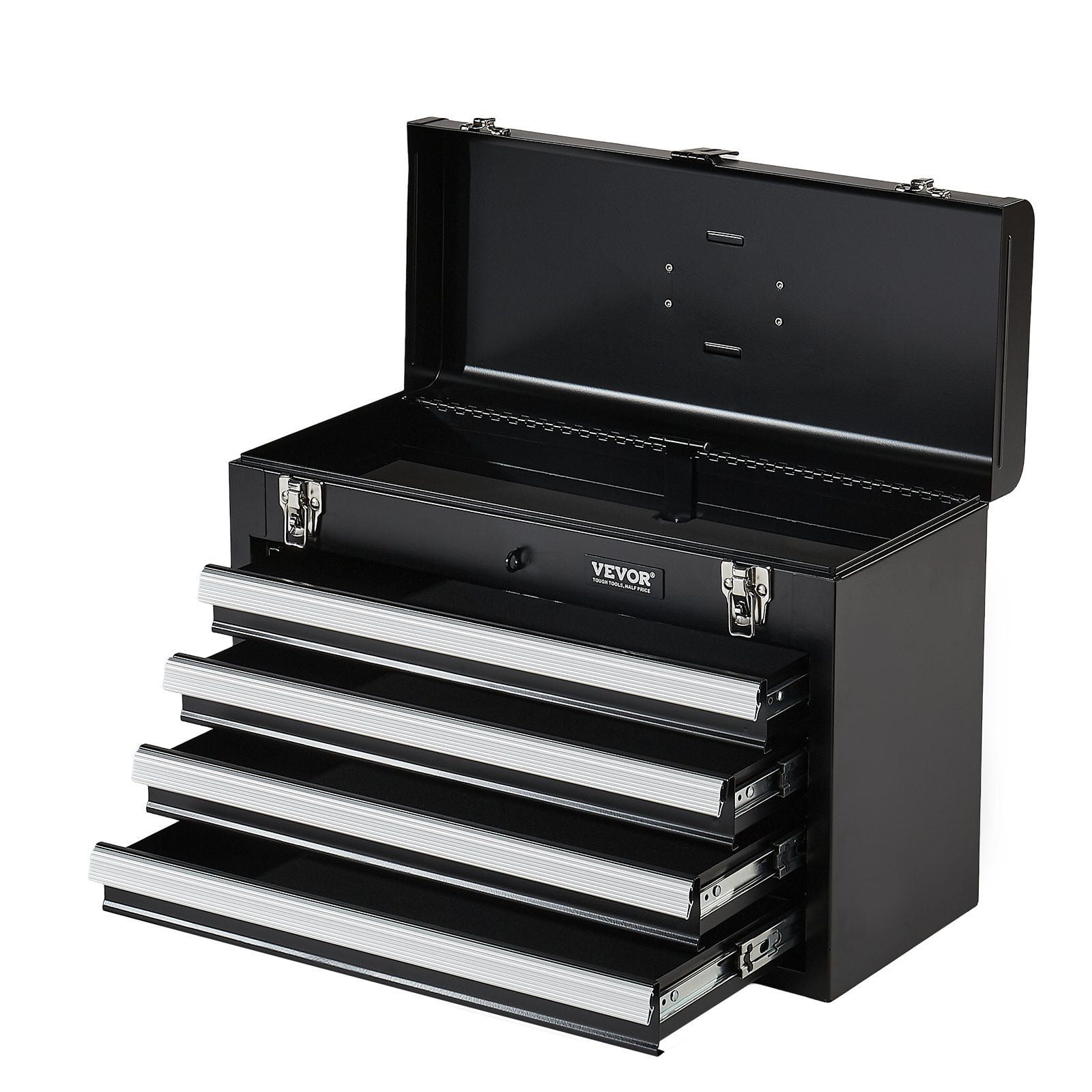 VEVOR Metal Tool Box, 20.5-inch, Portable Metal Tool Box with 4 Drawers ...