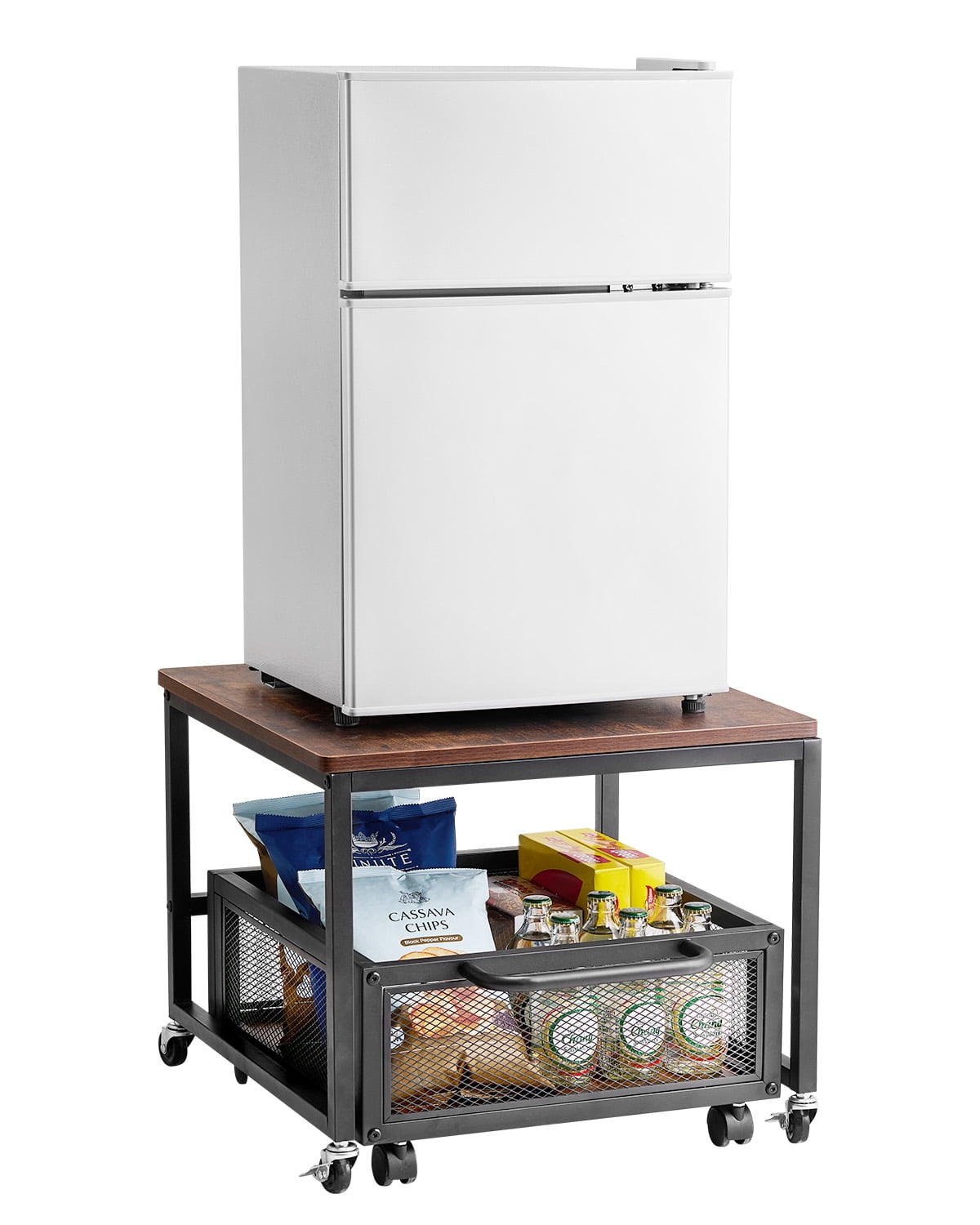 VEVOR Mini Fridge Stand with Storage, 198 lbs Mini Fridge Table with ...