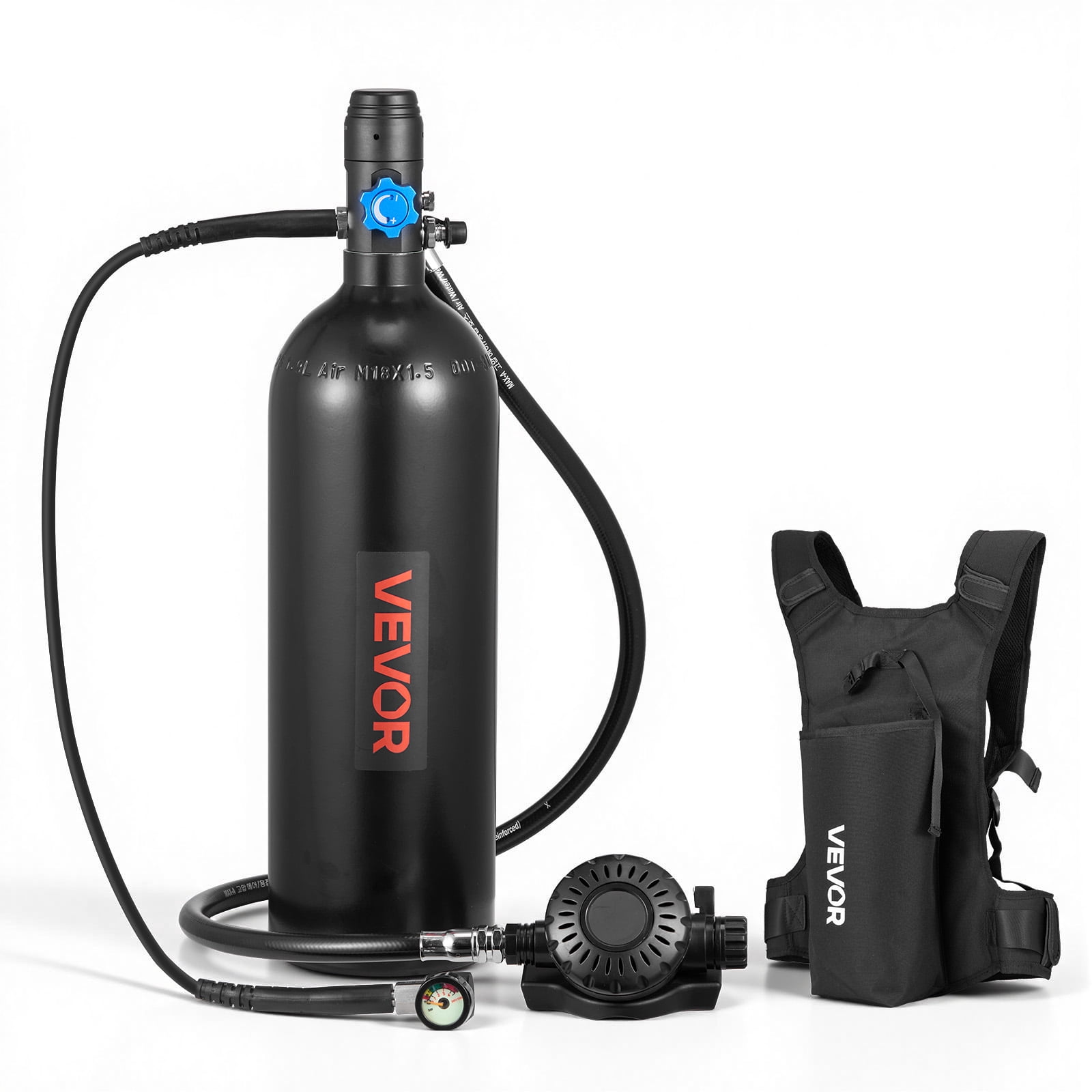 VEVOR Mini Scuba Tank, 1.9L Portable Small Diving Tank for Underwater ...