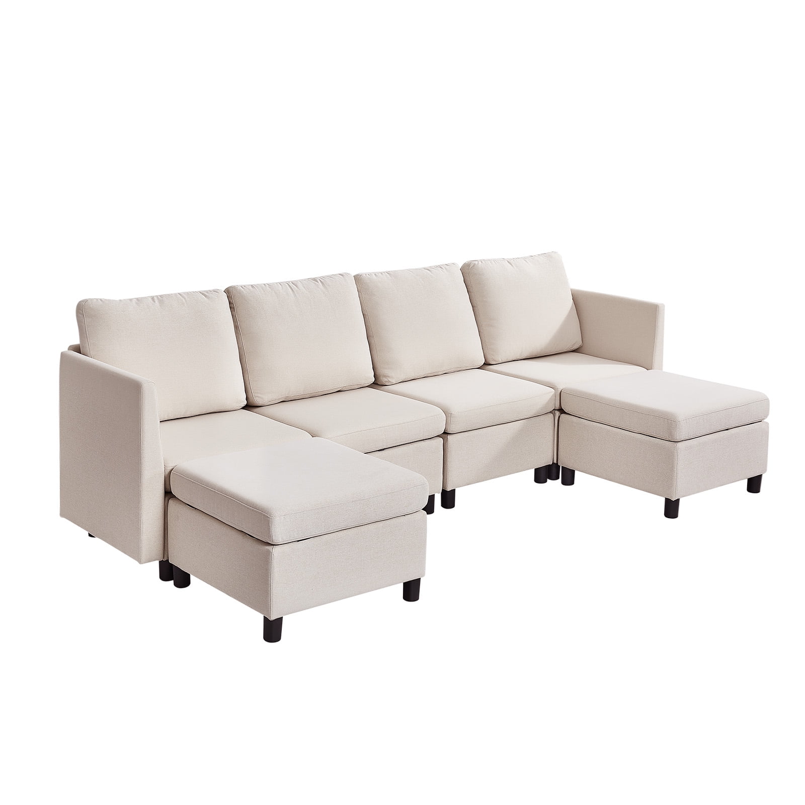 VEVOR Modular Sectional Sofa, 4-Seater Modular Sofa with Hidden Storage ...