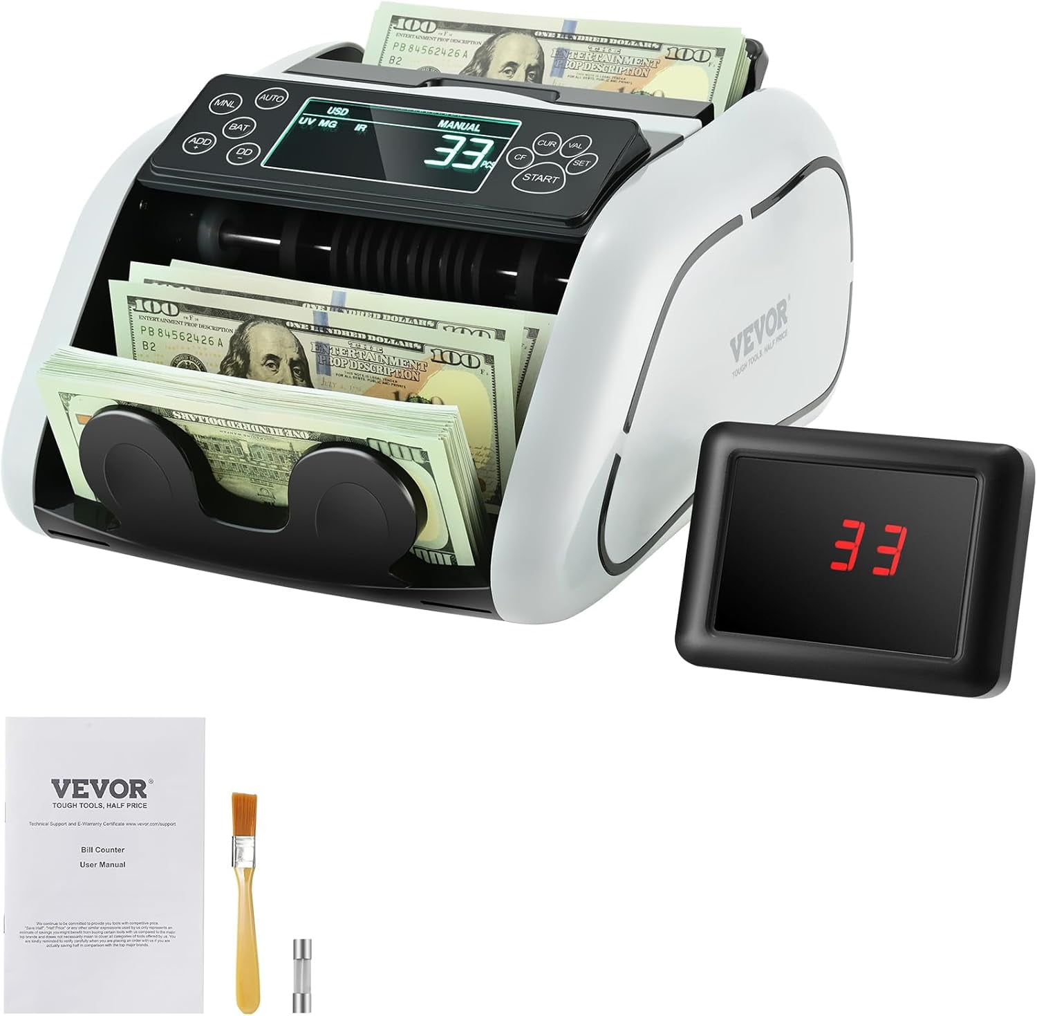 VEVOR Money Counter Machine, Bill Counter with UV/MG/IR/DD/DBL/HLF/CHN ...