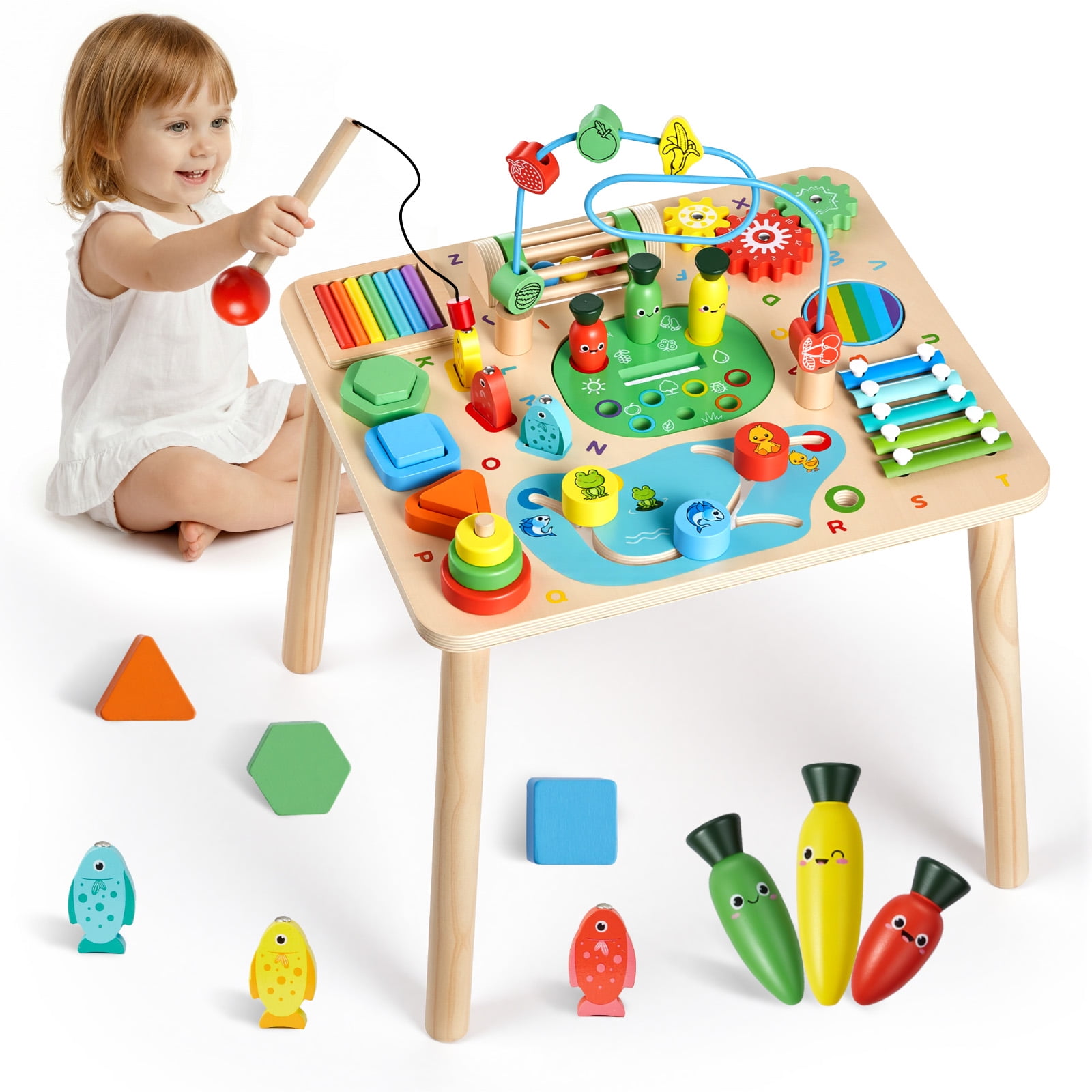 VEVOR Montessori Activity Table for Toddler 1-3 Years Old, 13 in 1 ...