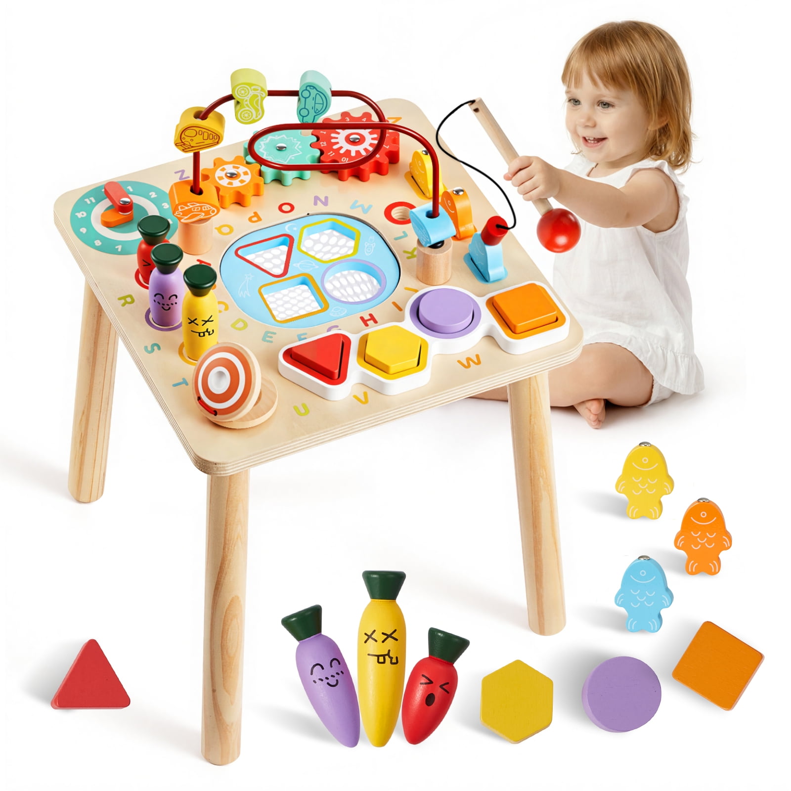 VEVOR Montessori Activity Table for Toddler 1-3 Years Old, 8 in 1 ...