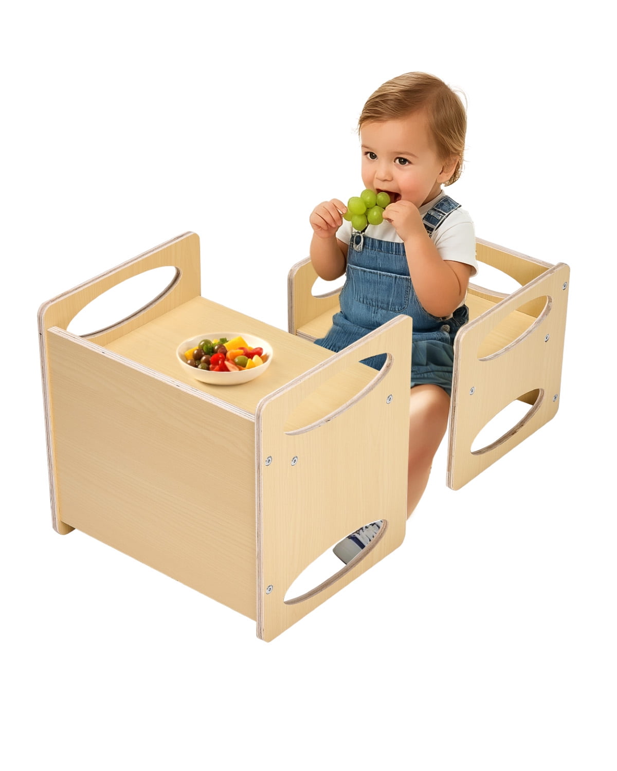 VEVOR Montessori Weaning Table and Chair Set, Wooden Toddler Table and ...