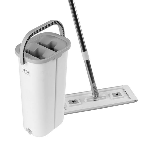 VEVOR Mop and Bucket with Wringer Set, Wet & Dry Use, Flat Mop and ...
