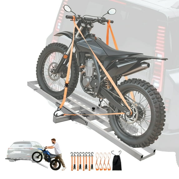 VEVOR Motorcycle Carrier, 400 lbs Capacity, Heavy Duty Aluminum Hitch ...