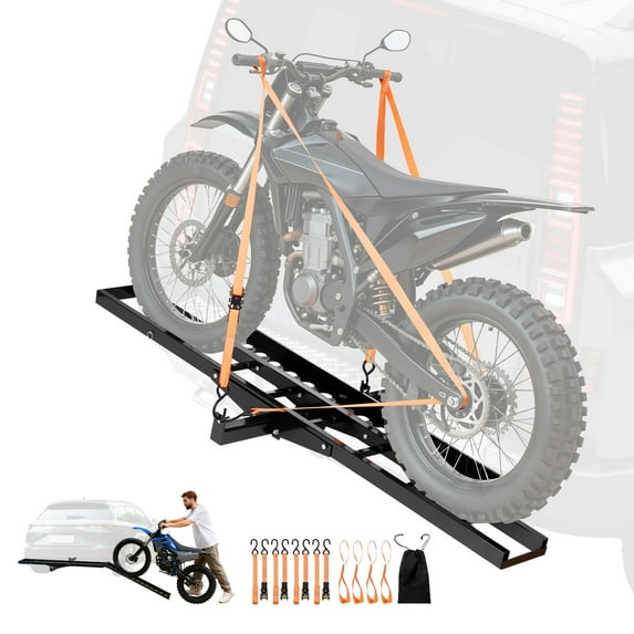VEVOR Motorcycle Carrier, 500 lbs Capacity, Heavy Duty Steel Hitch ...