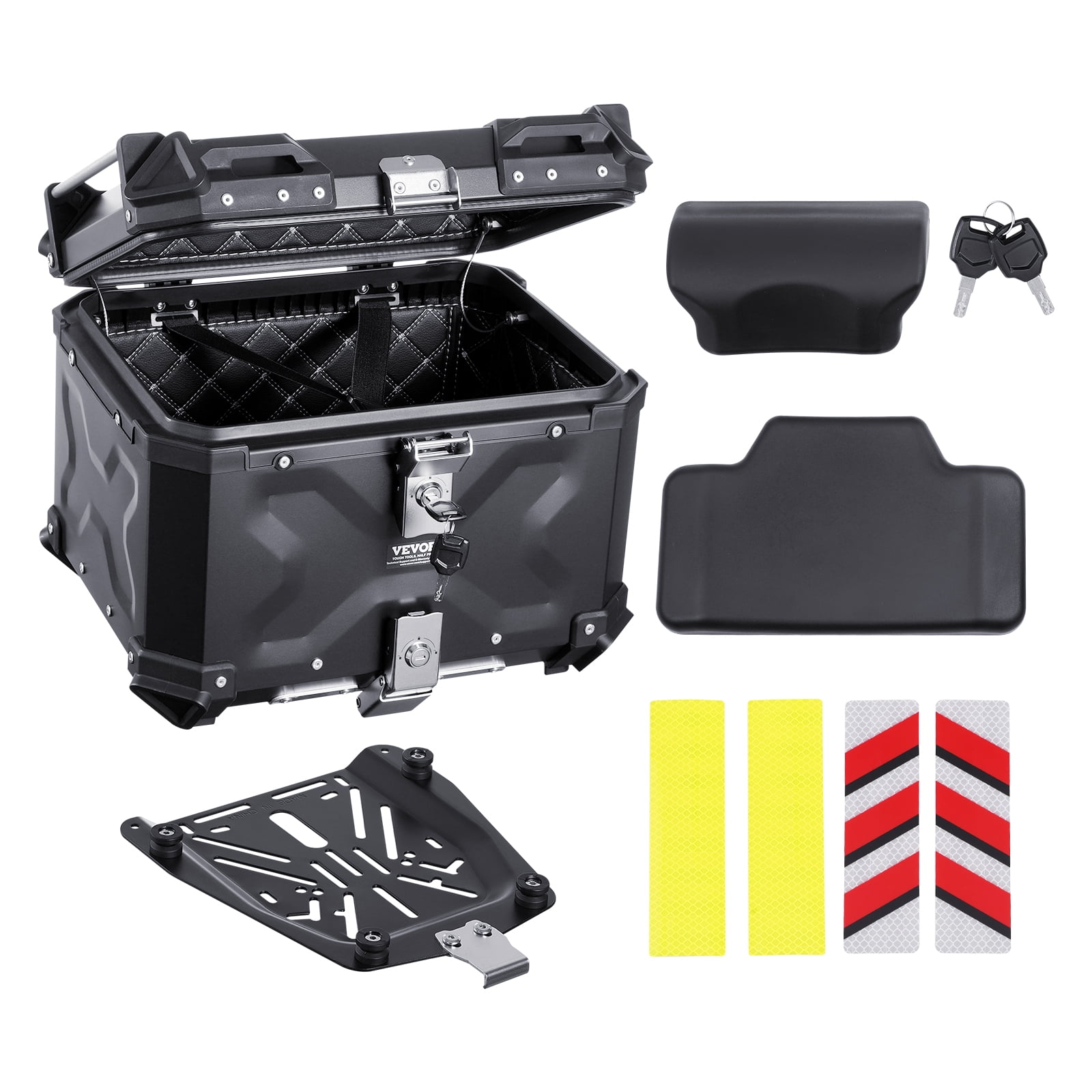 VEVOR Motorcycle Top Case, Universal Aluminum Alloy Motorbike Tail Box ...