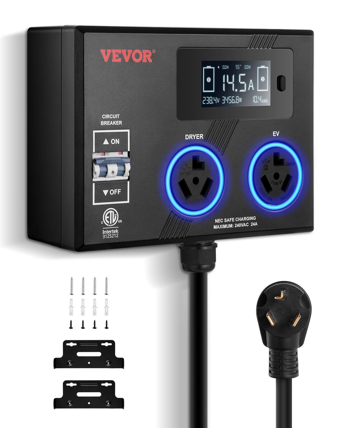 VEVOR NEMA Splitter for Dryer and EV, 3-Color LED Indicator, 240V Smart ...