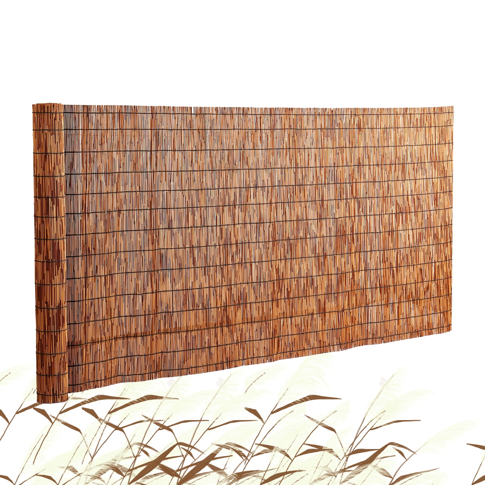VEVOR Natural Reed Fencing, 4 ft x 16.4 ft, Reed Screen Curtain Balcony ...