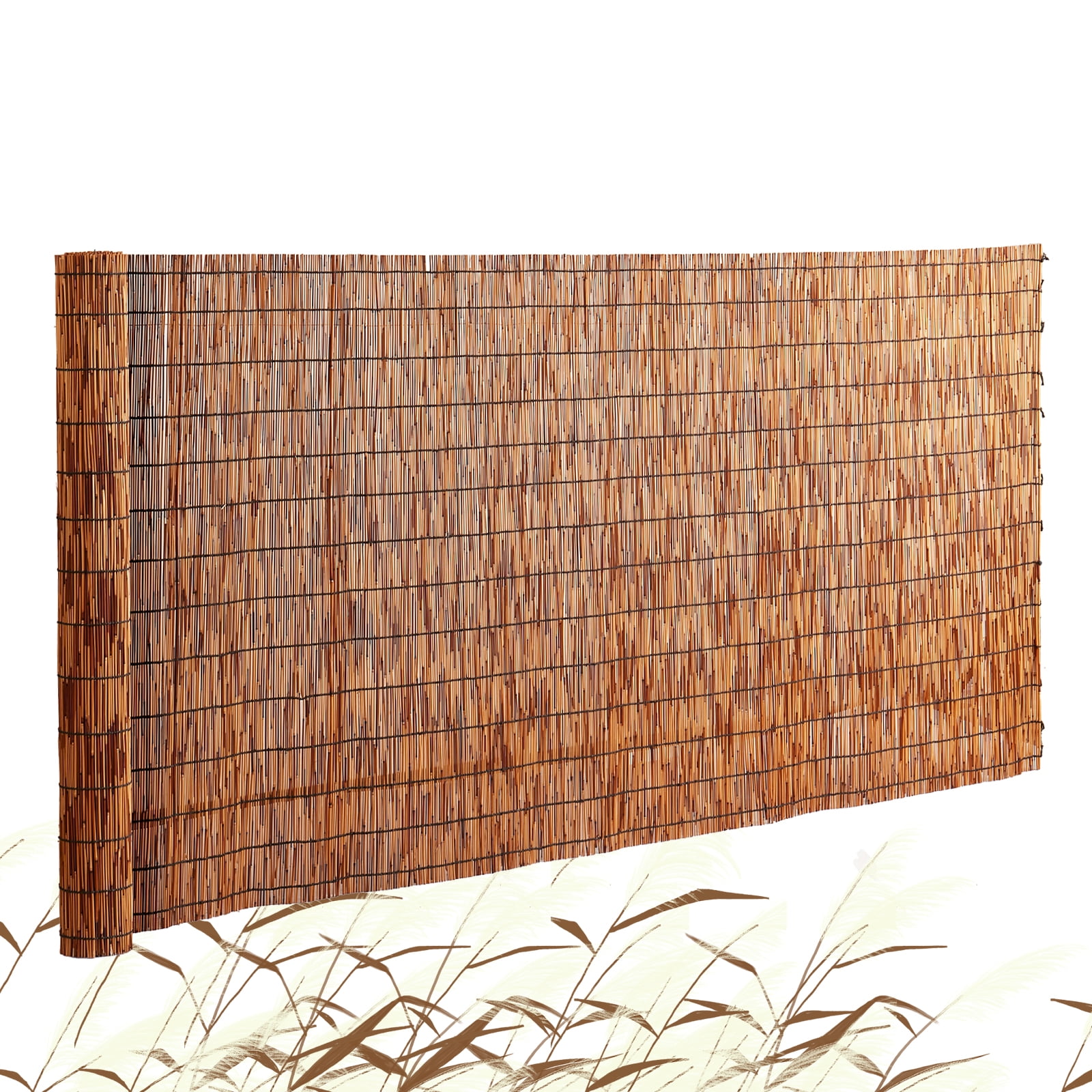 VEVOR Natural Reed Fencing, 5.5 ft x 16.4 ft, Reed Screen Curtain ...