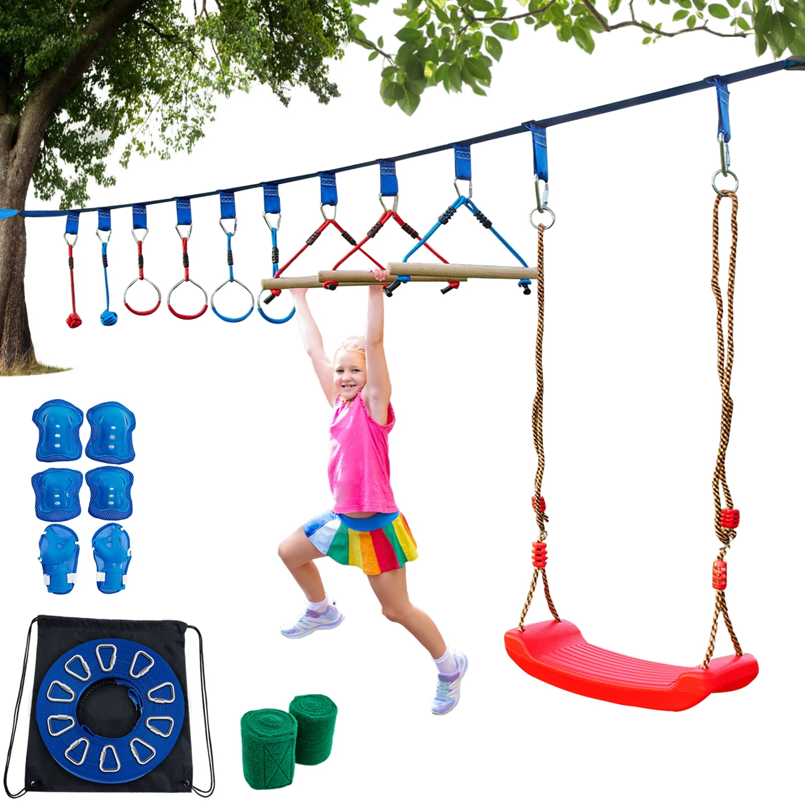 Free Shipping! VEVOR 40ft Ninja Obstacle Course Kit, 11 Obstacles ...