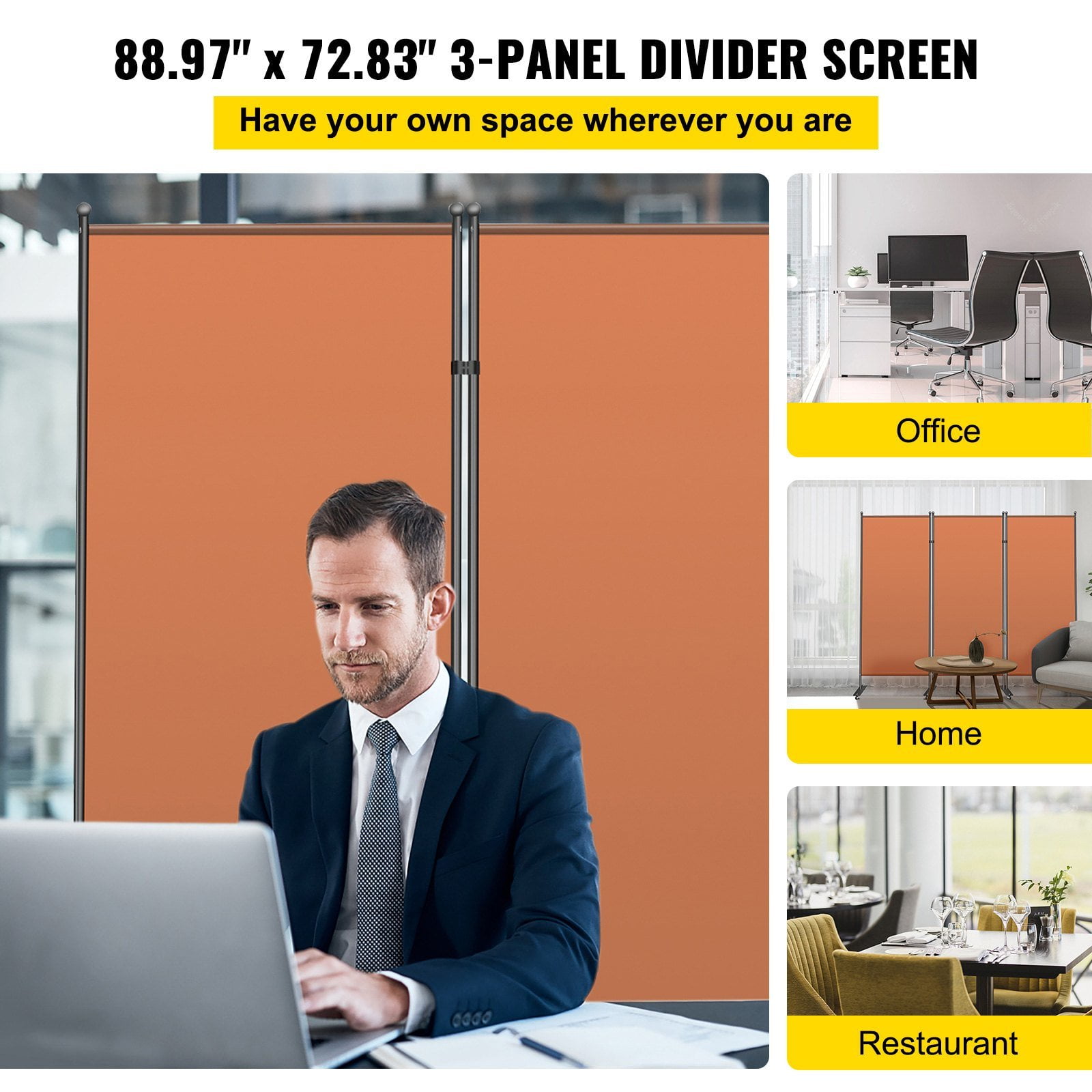 VEVOR Office Partition Room Divider Wall w/Thicker Non-See-Through ...