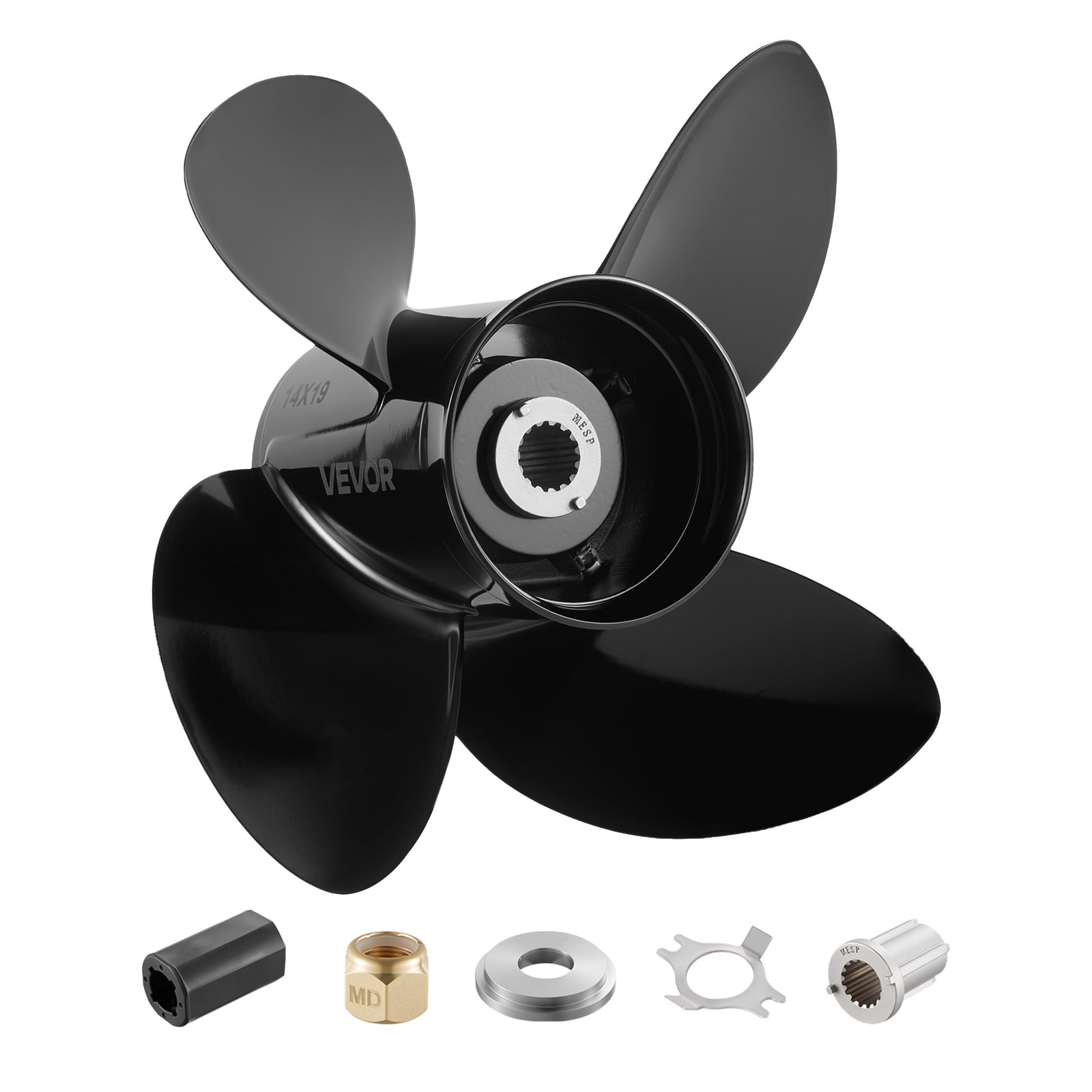 VEVOR Outboard Propeller, Upgrade OEM 15 Spline Tooth Aluminum Outboard ...