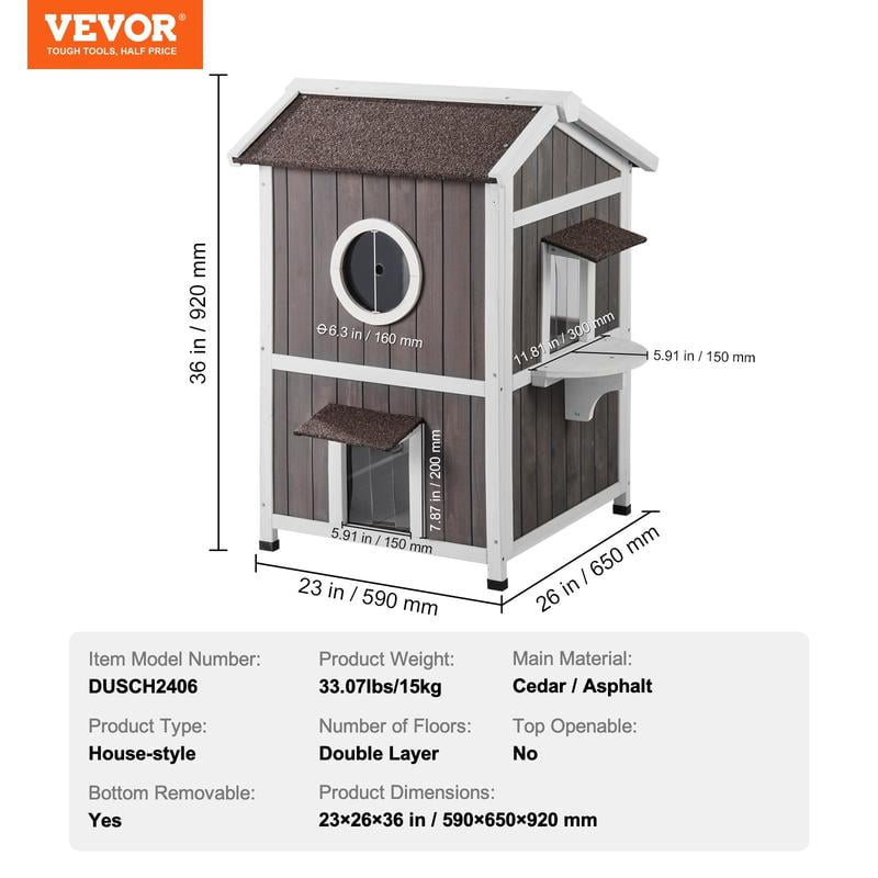 VEVOR Outdoor Cat House Weatherproof, Feral Cat Shelter for Multiple ...
