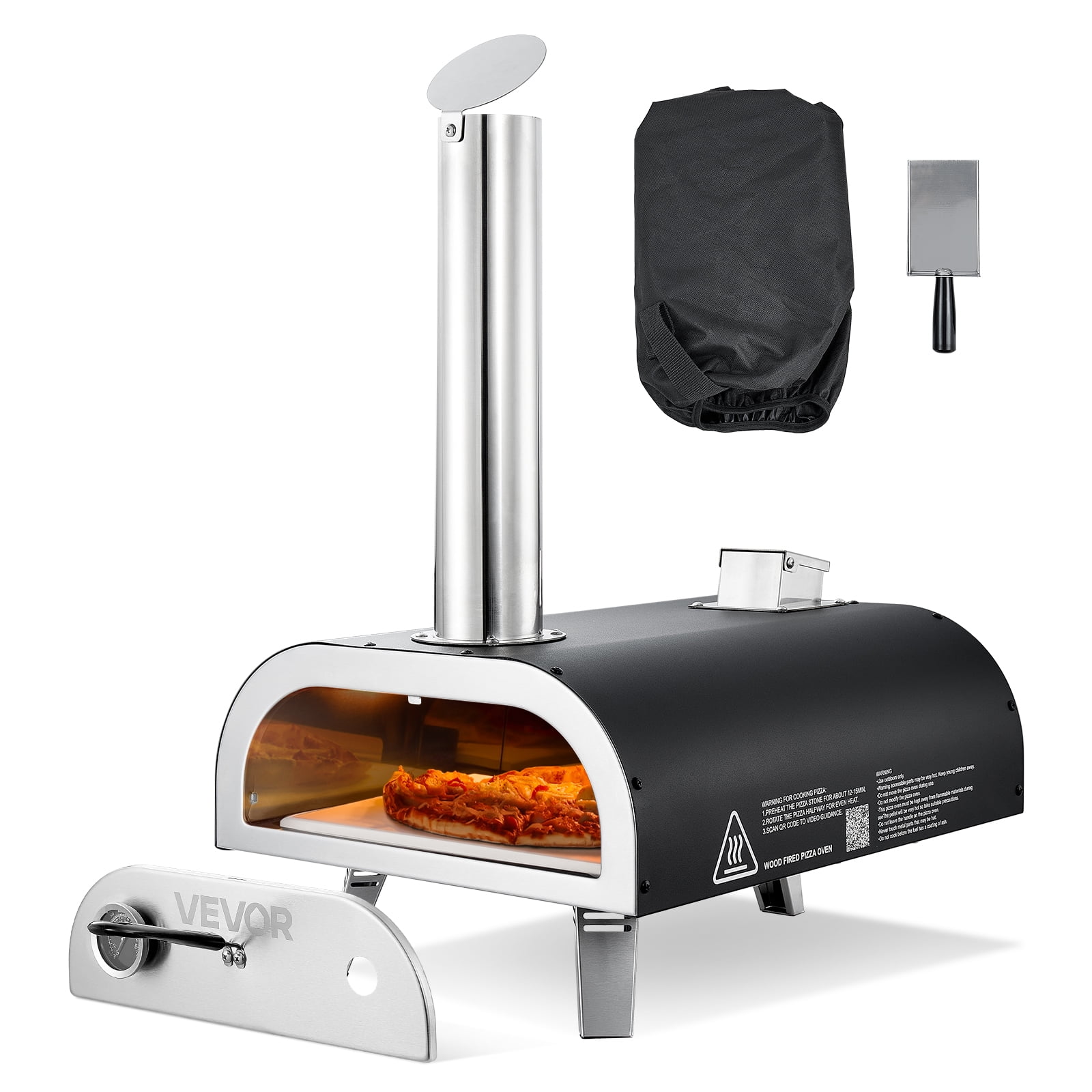 VEVOR Outdoor Pizza Oven, 12 Inch Wood Fired Pizza Ovens, Pellet Pizza ...