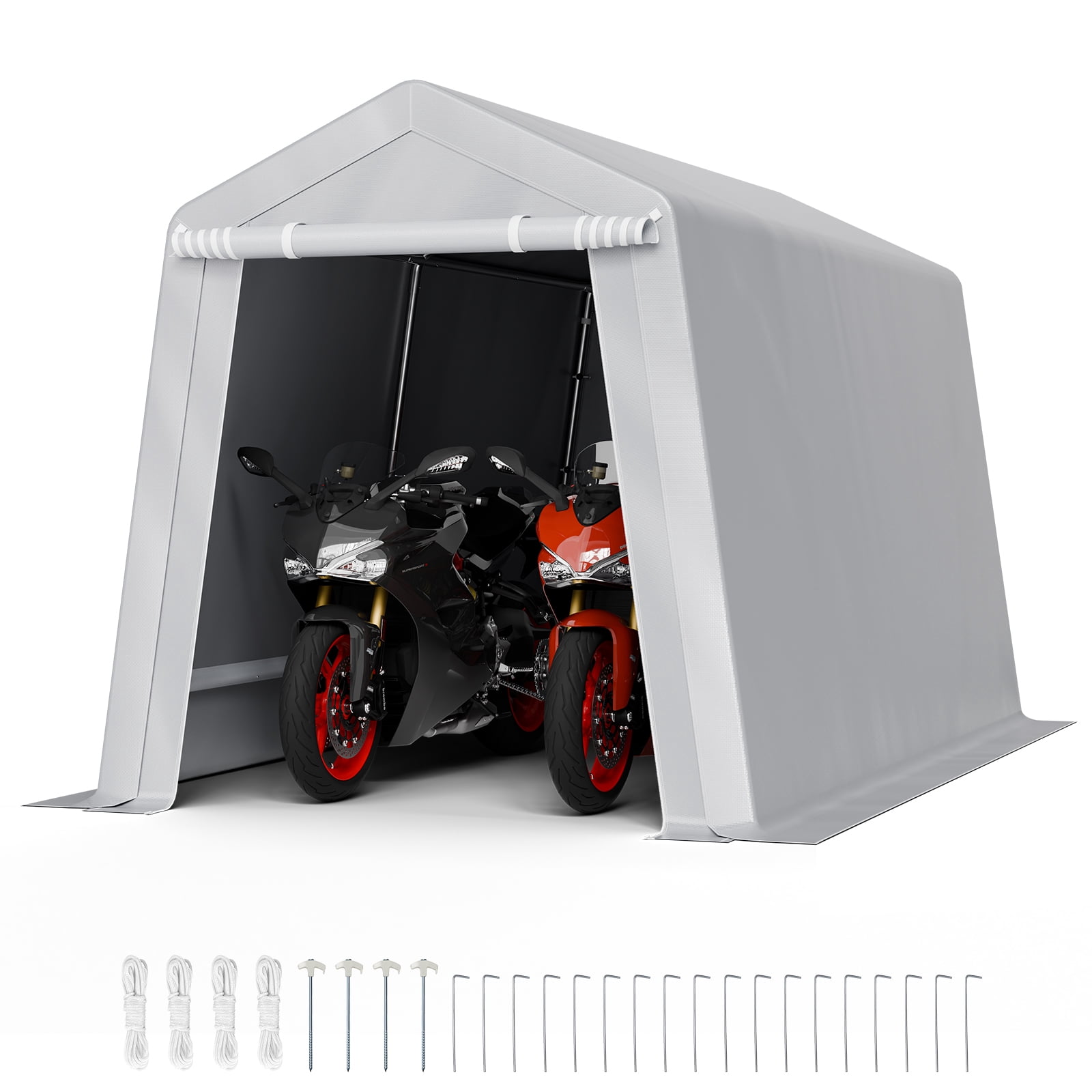 VEVOR Outdoor Storage Shed, 7 x 12 ft Portable Storage Tent with Roll ...