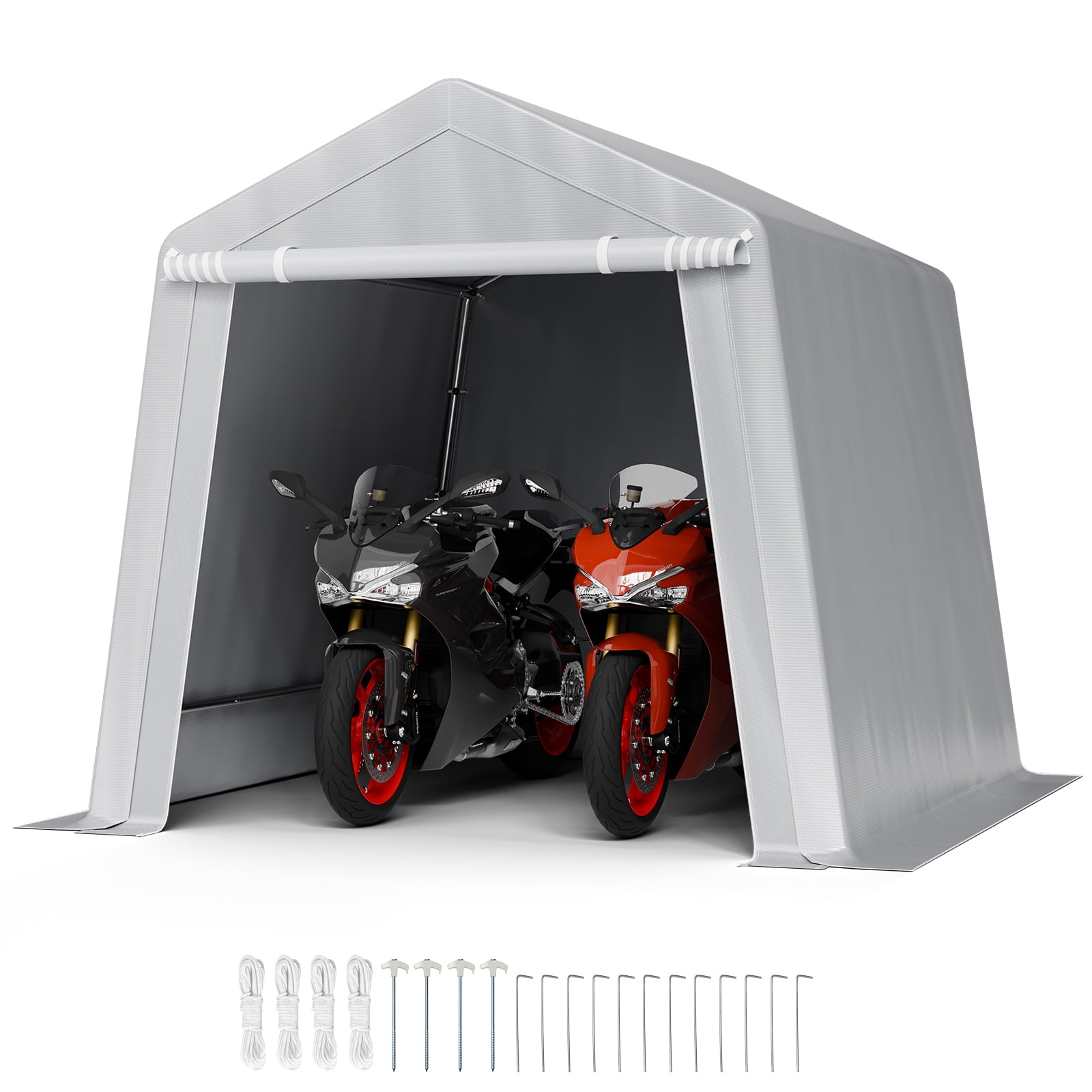 VEVOR Outdoor Storage Shed, 8 x 8 ft Portable Storage Tent with Roll-up ...
