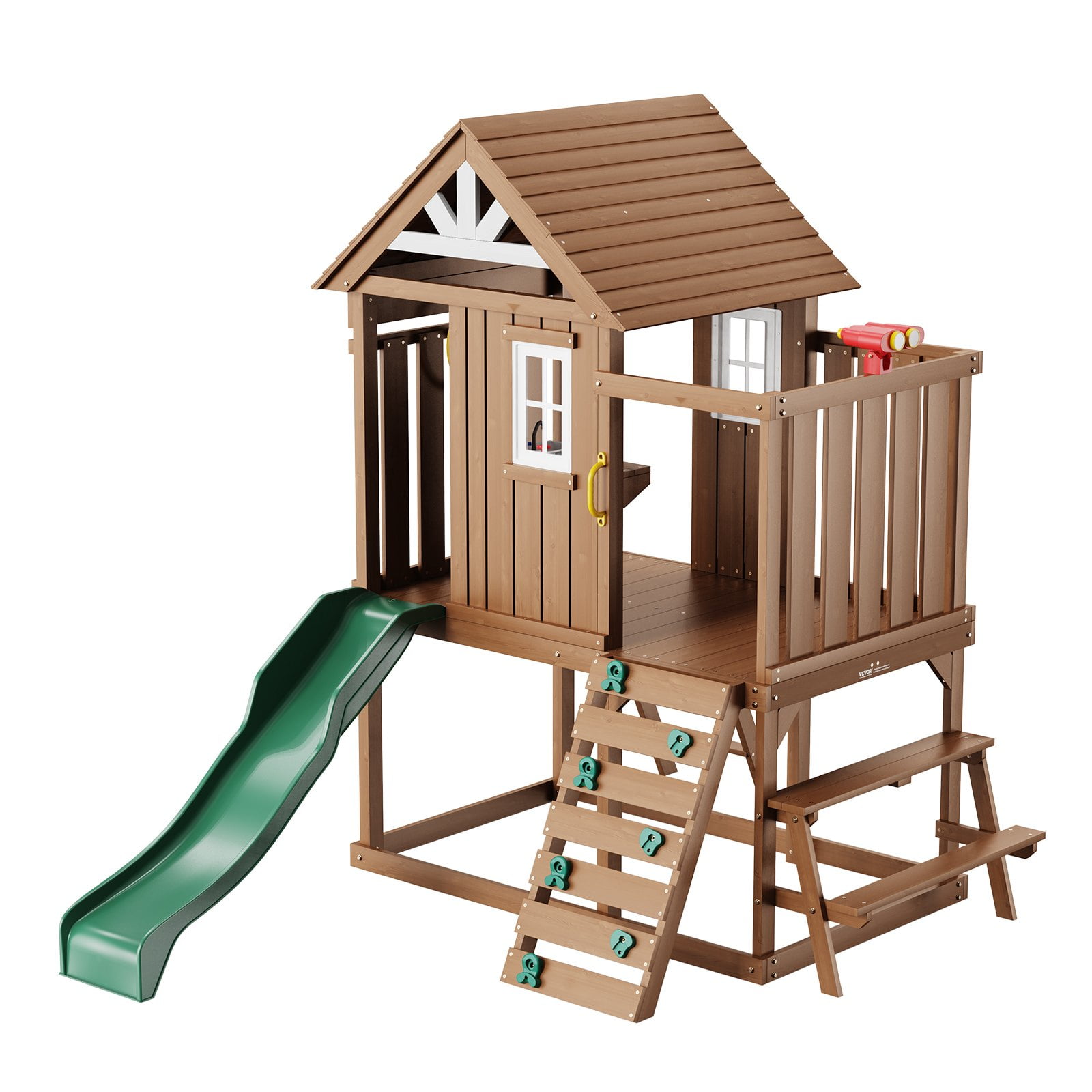 VEVOR Outdoor Wooden Playhouse for Kids – Garden Play Cottage with ...