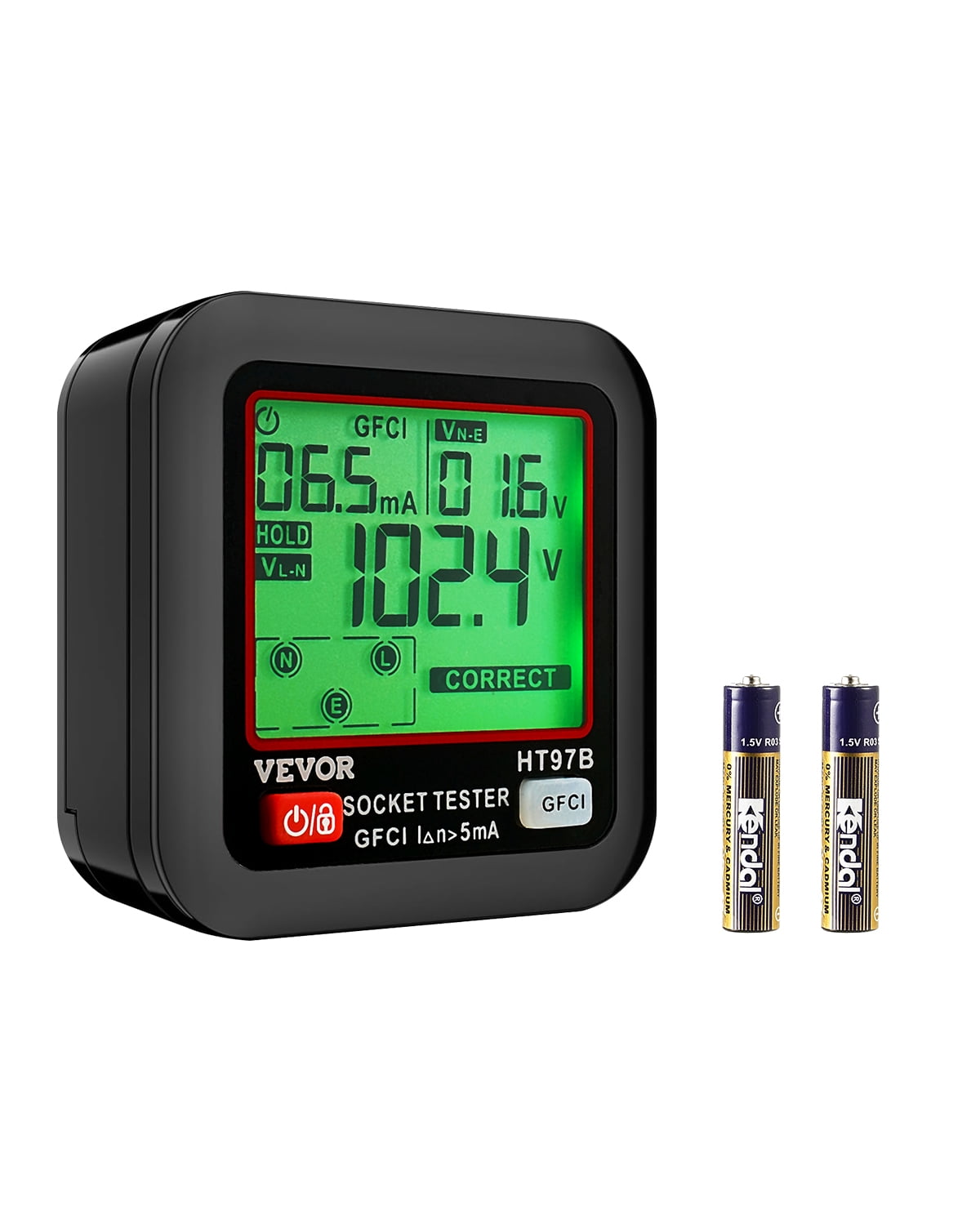VEVOR Outlet Tester, Electrical GFCI Trip Tester, LCD Display ...
